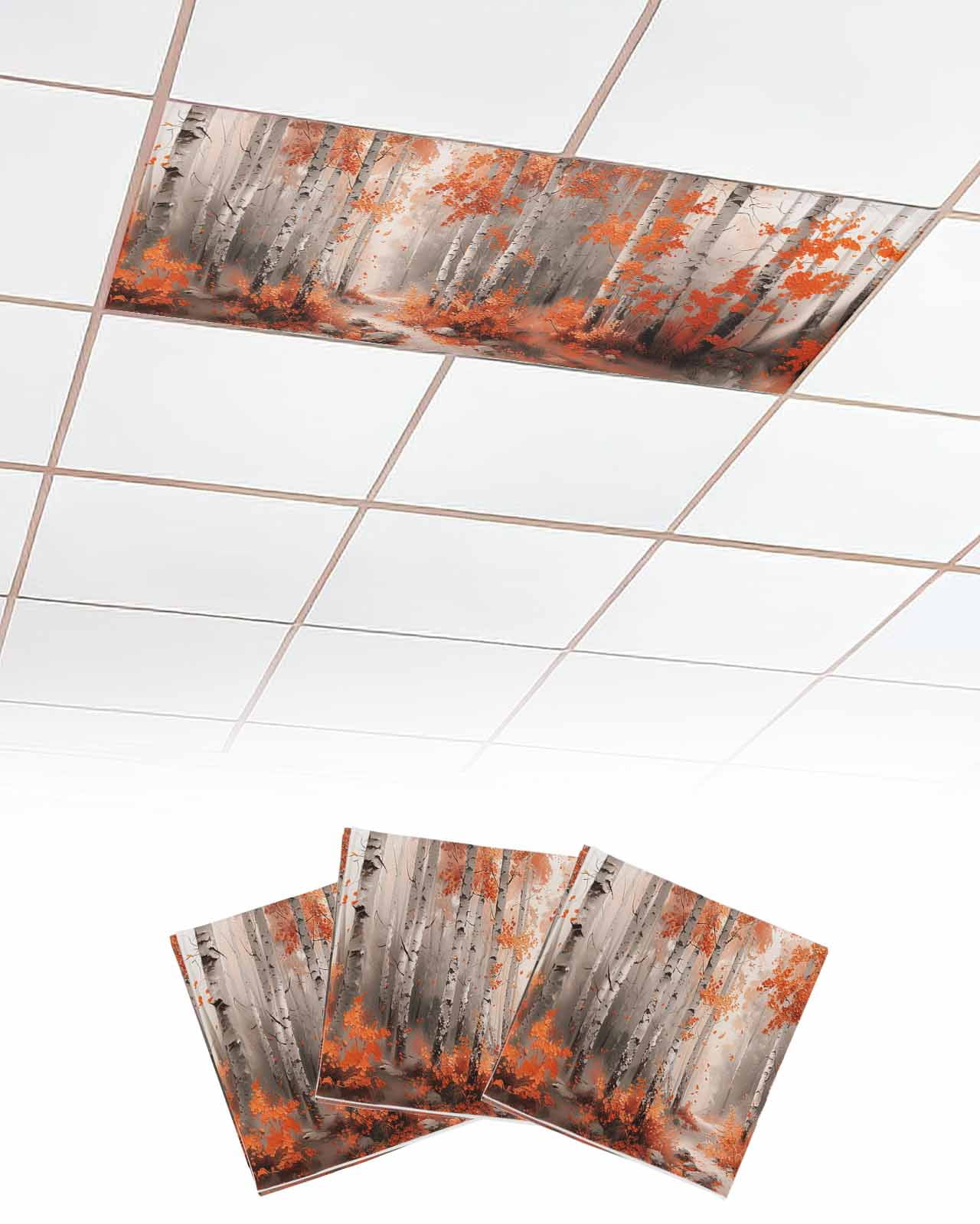 Fluorescent Light Covers for Ceiling Lights 3 Pack, Red Orange Magnetic ...