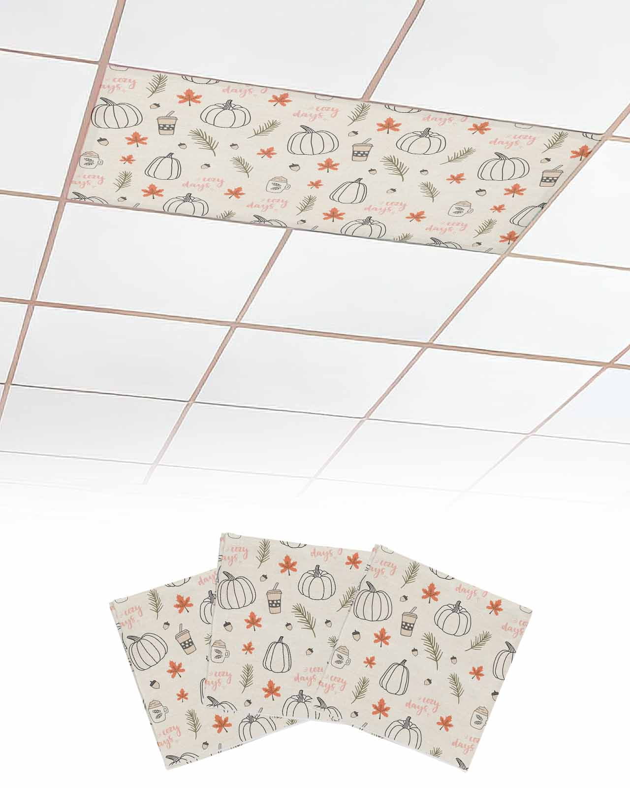 Fluorescent Light Covers for Ceiling Lights 3 Pack, Rustic Pumpkins ...