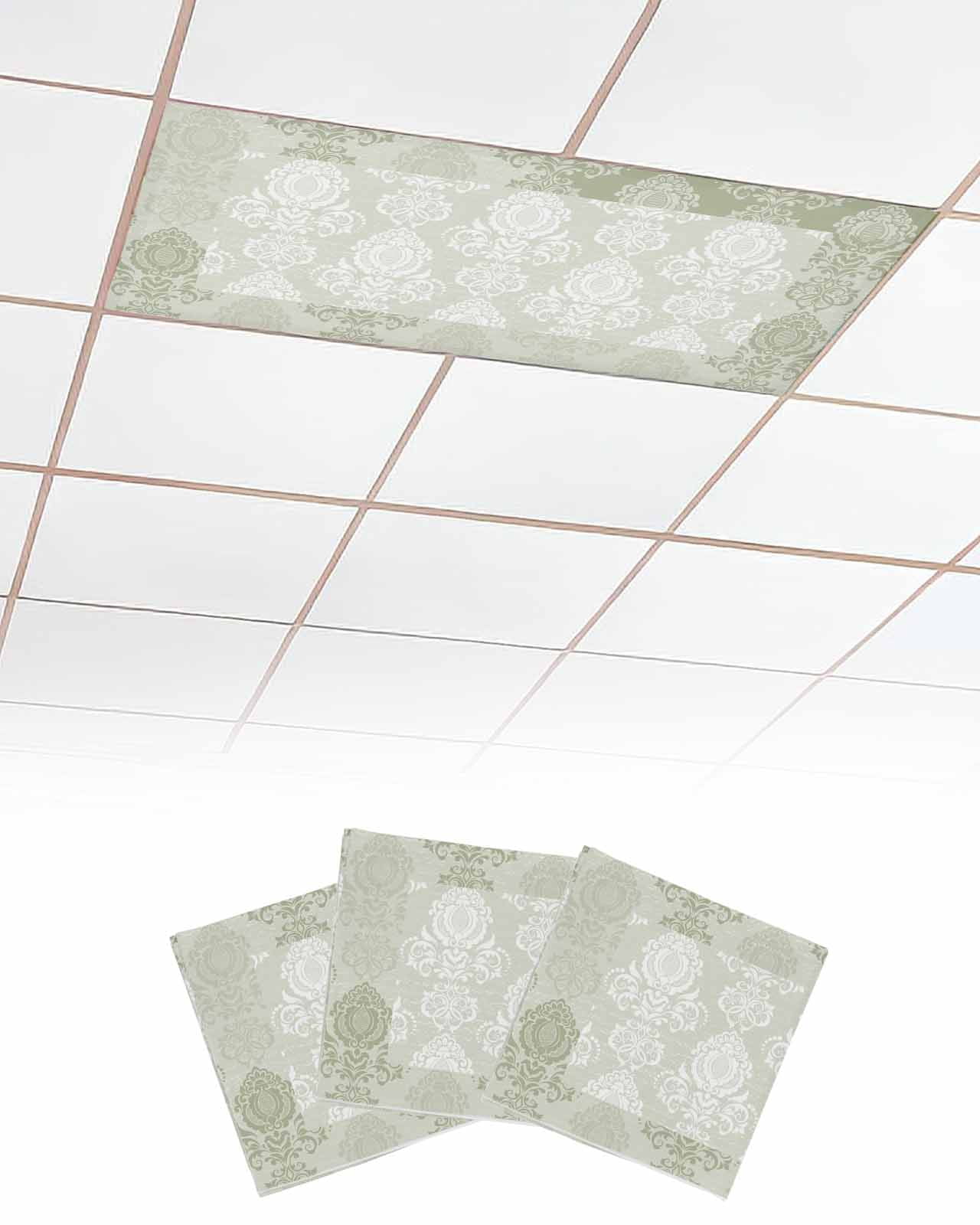 Fluorescent Light Covers for Ceiling Lights 3 Pack, Sage Green Boho ...