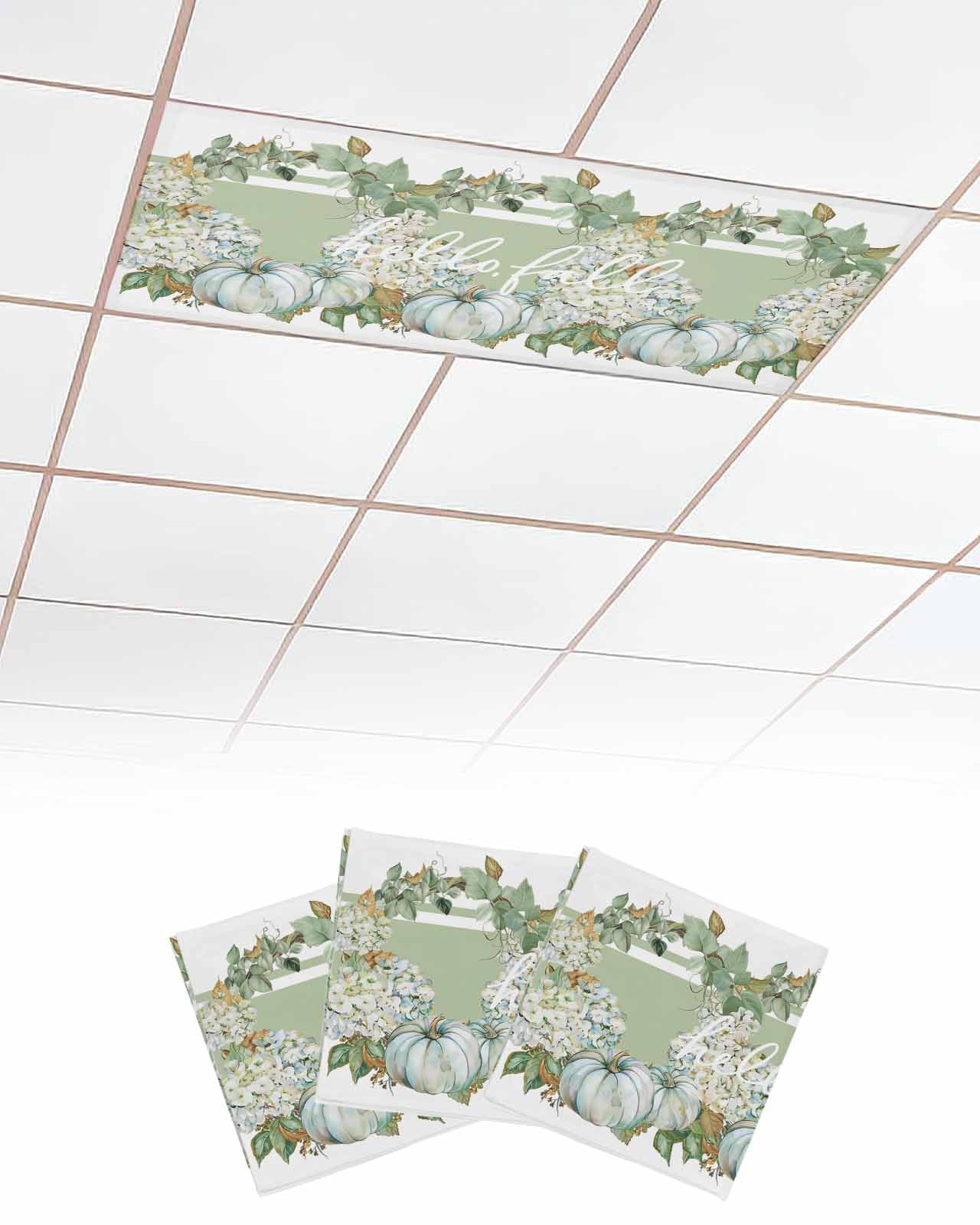 Fluorescent Light Covers for Ceiling Lights 3 Pack, Sage Green Fall ...