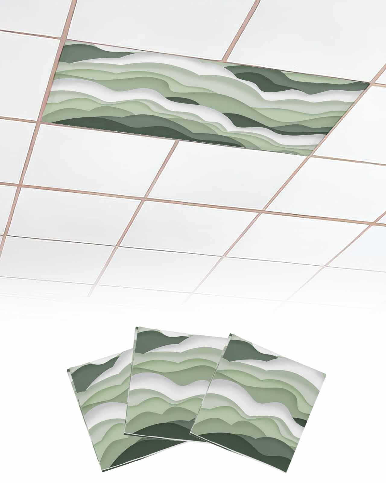 Fluorescent Light Covers for Ceiling Lights 3 Pack, Sage Green Ombre ...