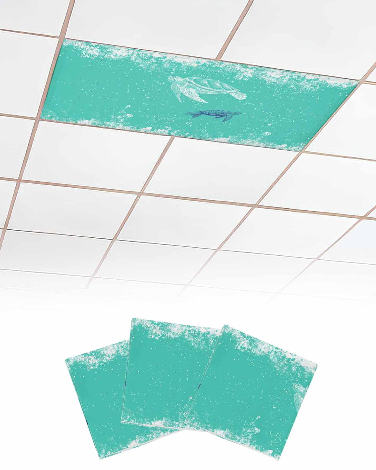 Fluorescent Light Covers for Ceiling Lights 3 Pack, Sea Turtle Magnetic Ceiling Light Covers 2x4 ...