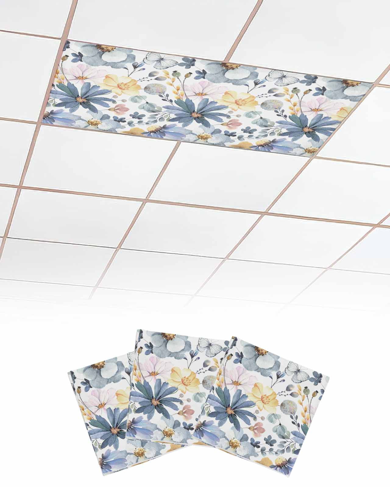 Fluorescent Light Covers for Ceiling Lights 3 Pack,Spring Floral ...