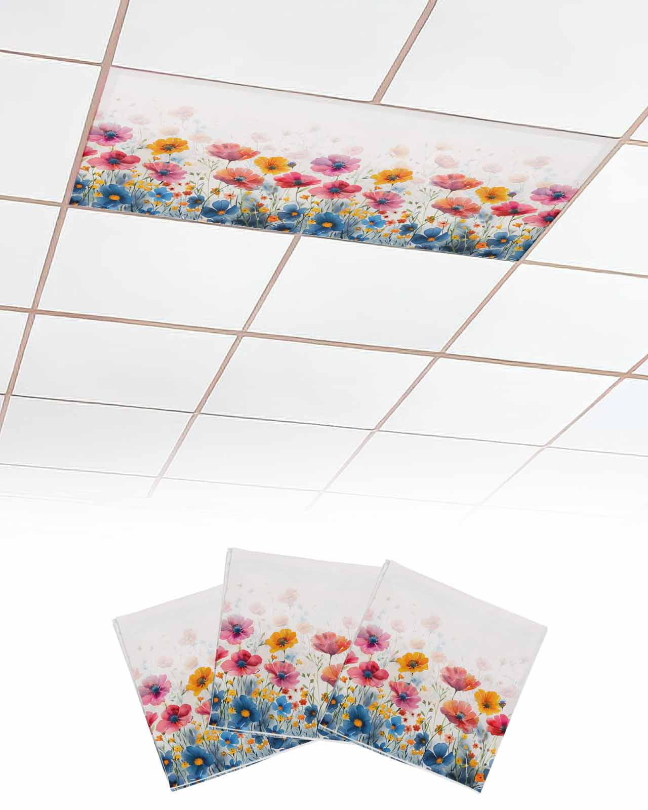 Fluorescent Light Covers for Ceiling Lights 3 Pack, Spring Floral ...