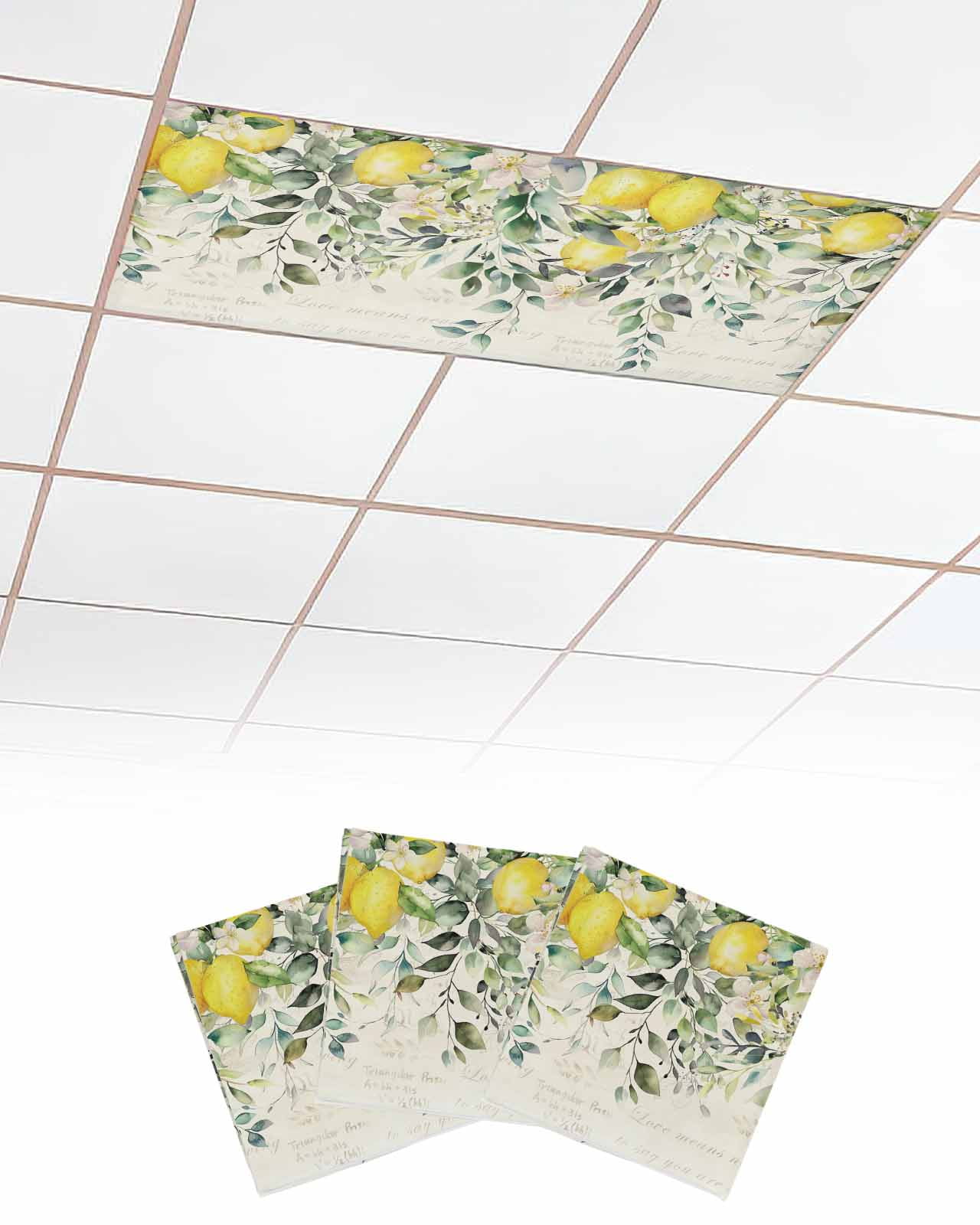 Fluorescent Light Covers for Ceiling Lights 3 Pack, Summer Lemon ...