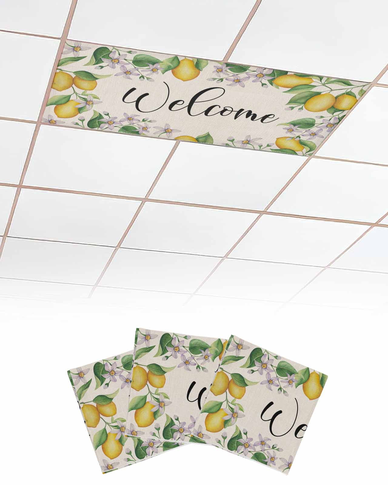 Fluorescent Light Covers for Ceiling Lights 3 Pack, Summer Lemon ...