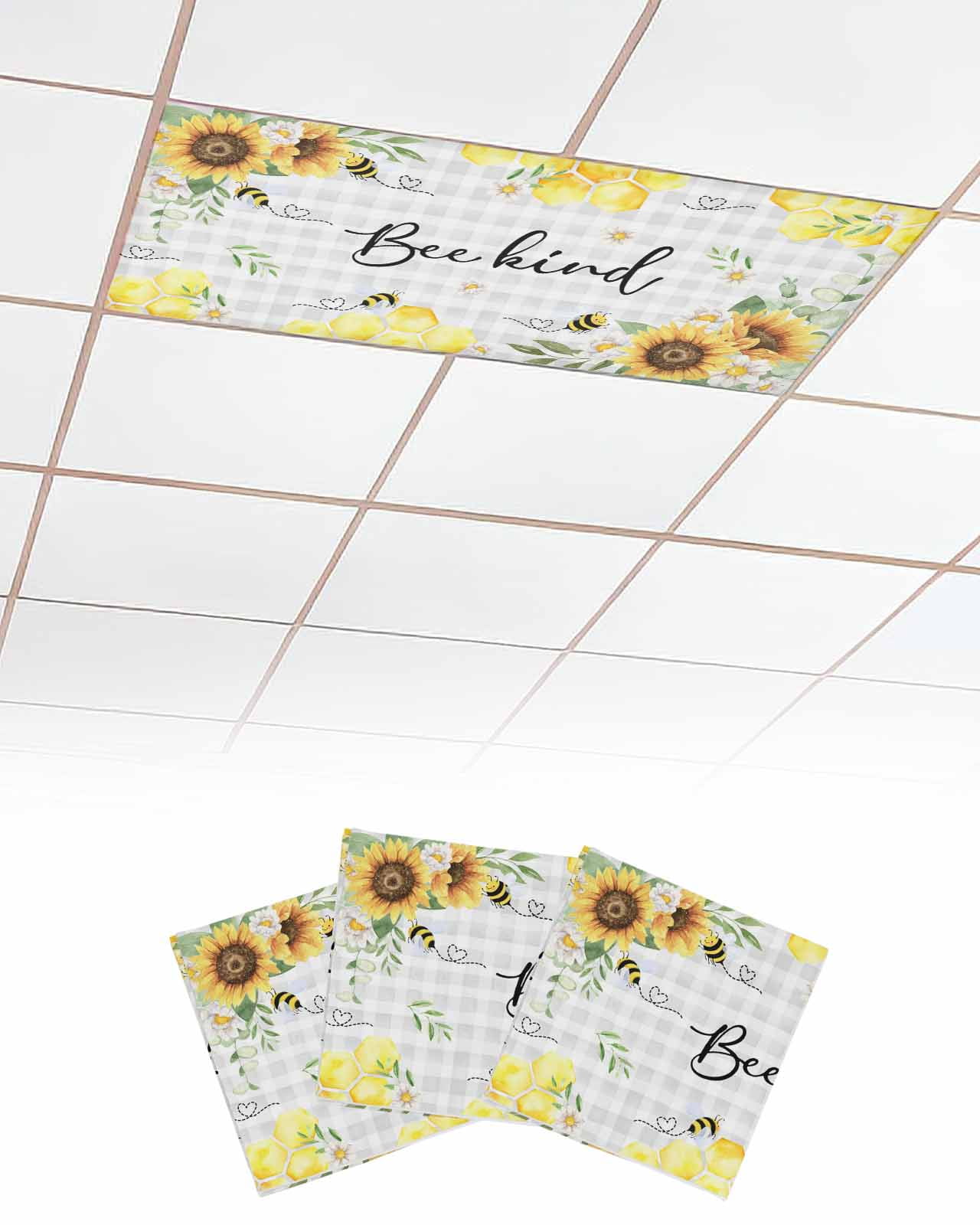Fluorescent Light Covers for Ceiling Lights 3 Pack, Sunflower Magnetic ...