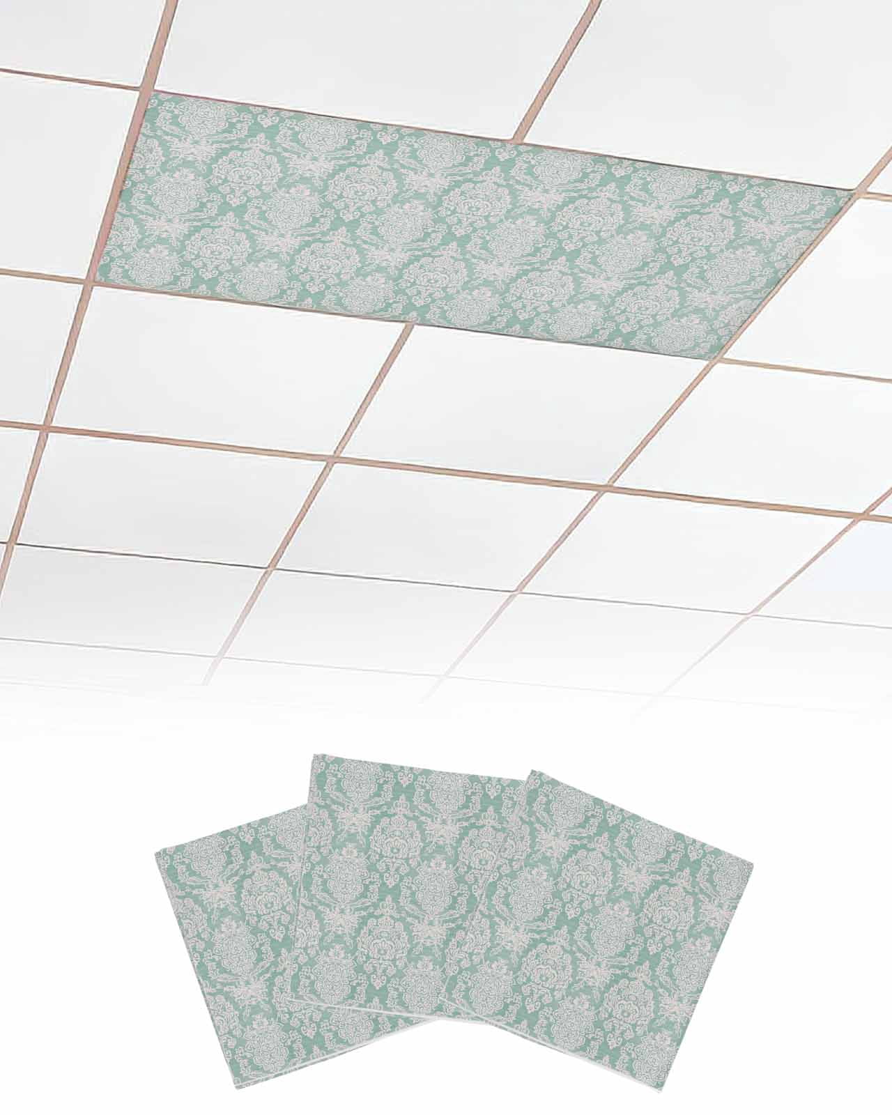 Fluorescent Light Covers for Ceiling Lights 3 Pack, Teal Boho Magnetic ...