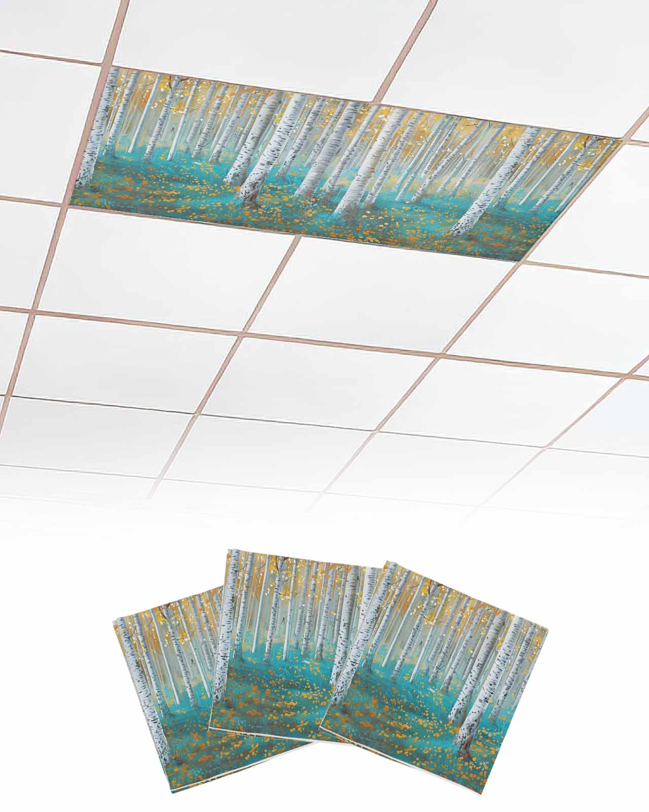 Fluorescent Light Covers for Ceiling Lights 3 Pack, Teal Yellow Oil ...