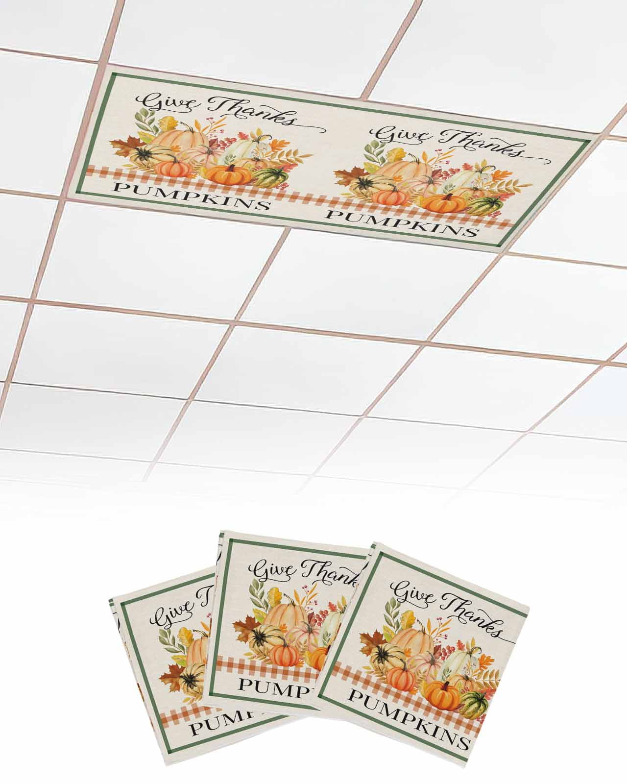 Fluorescent Light Covers for Ceiling Lights 3 Pack, Thanksgiving ...