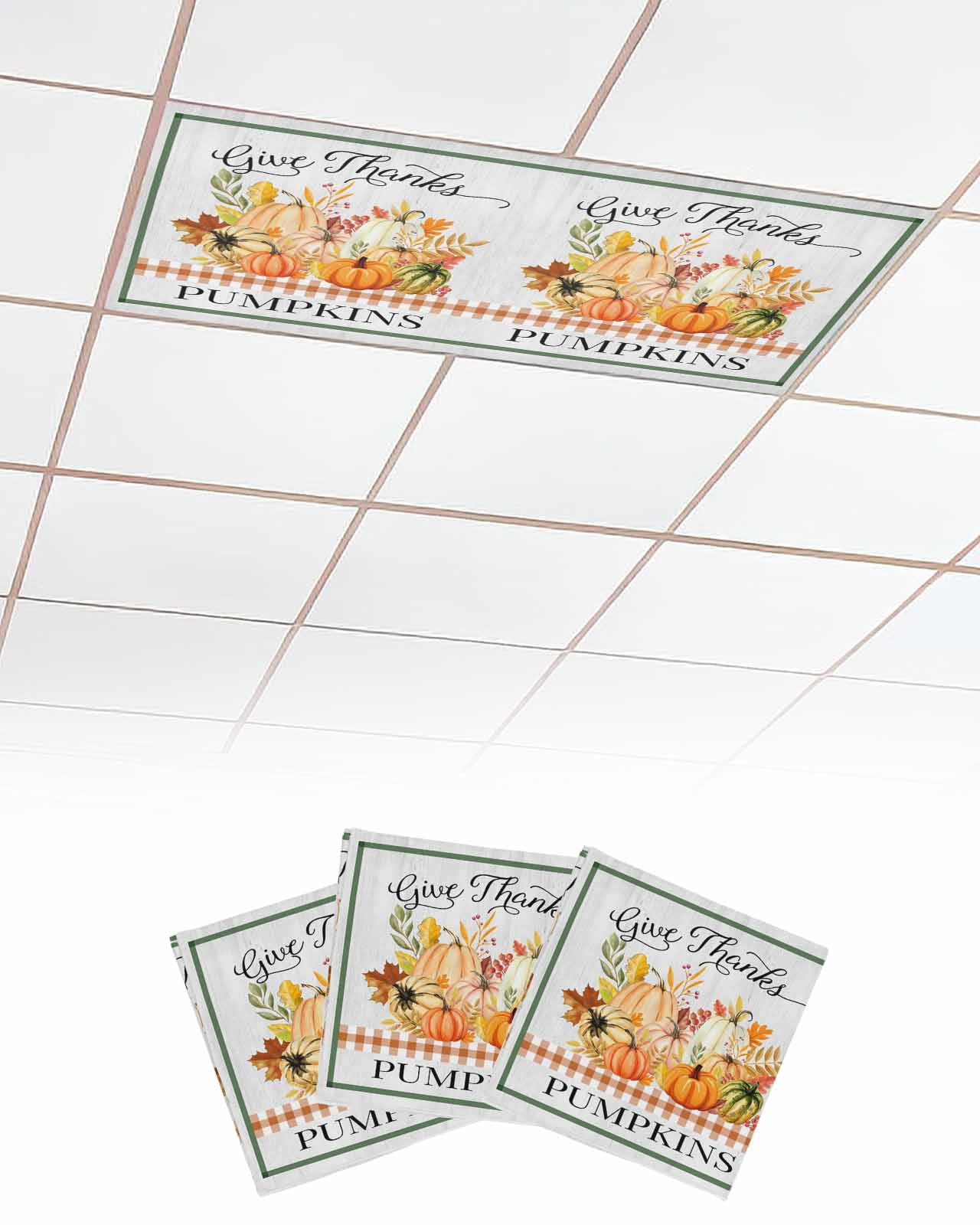 Fluorescent Light Covers for Ceiling Lights 3 Pack, Thanksgiving ...
