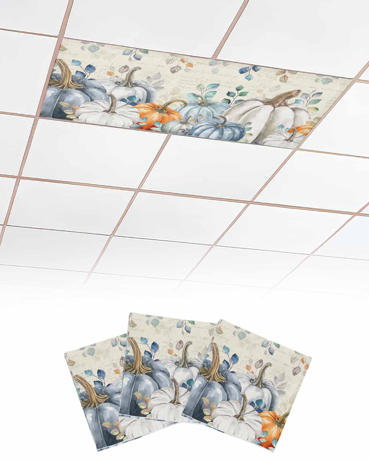 Fluorescent Light Covers for Ceiling Lights 3 Pack, Vintage Blue Fall ...