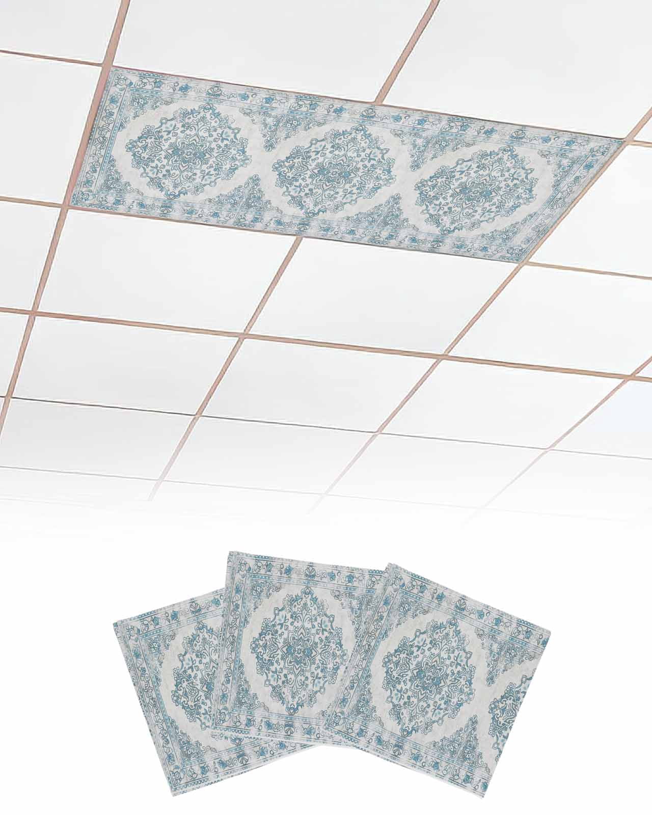 Fluorescent Light Covers for Ceiling Lights 3 Pack, Vintage Blue ...