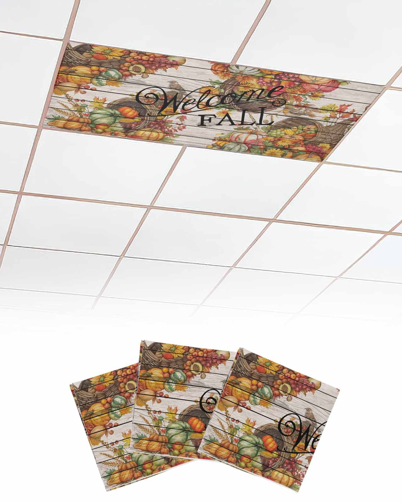 Fluorescent Light Covers for Ceiling Lights 3 Pack, Welcome Fall ...