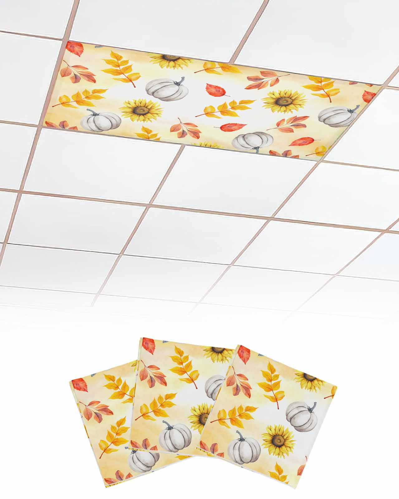 Fluorescent Light Covers for Ceiling Lights 3 Pack,Yellow Orange Fall ...
