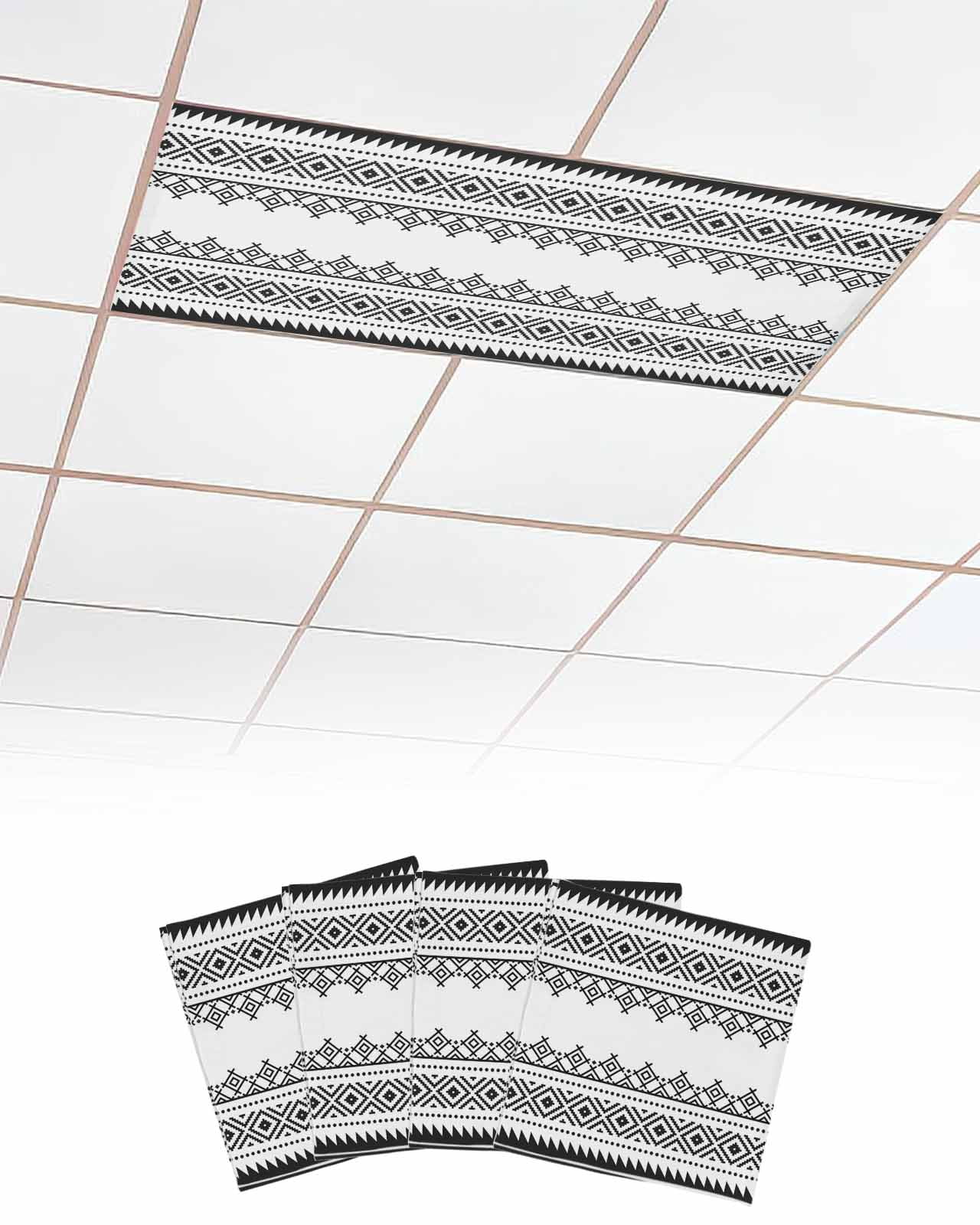 Fluorescent Light Covers for Ceiling Lights 4 Pack,Black White ...