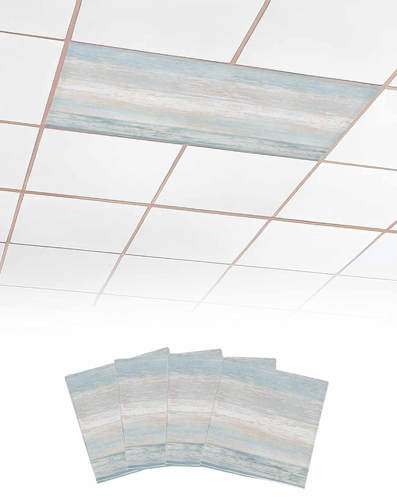 Fluorescent Light Covers for Ceiling Lights 4 Pack, Blue Beige ...
