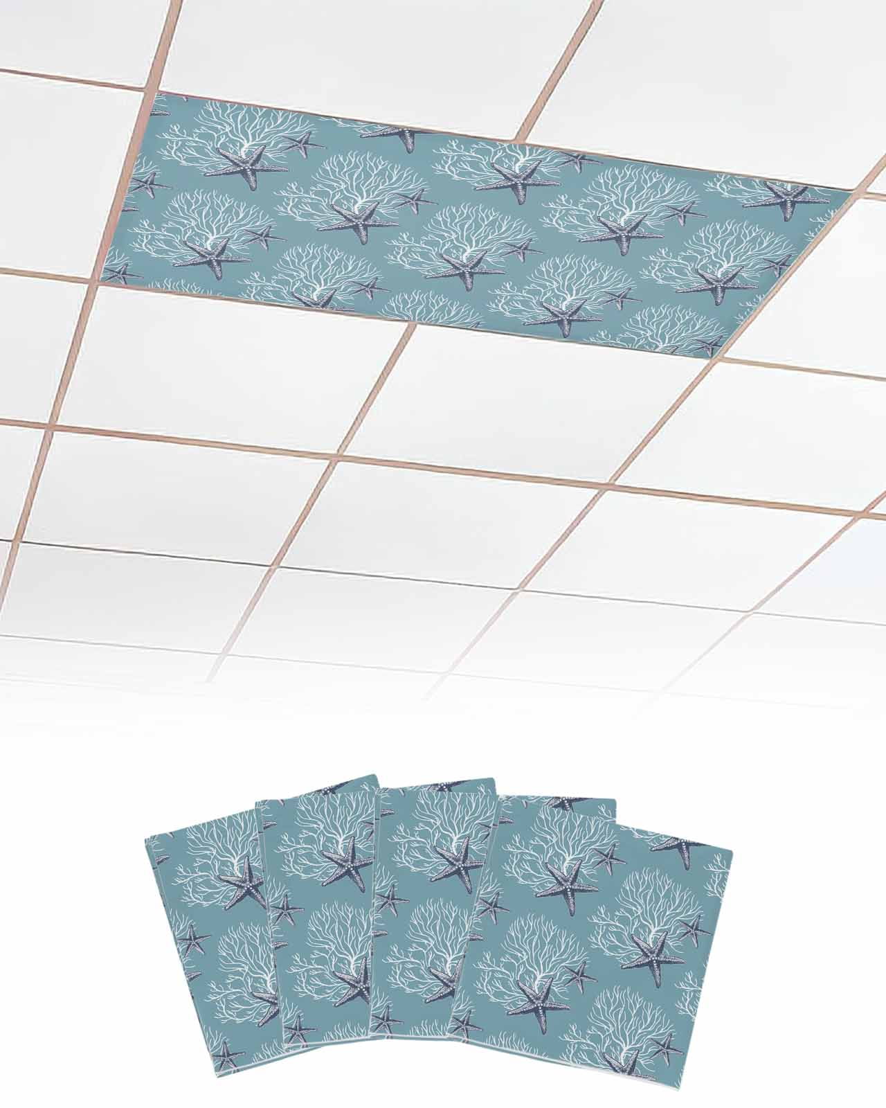 Fluorescent Light Covers for Ceiling Lights 4 Pack,Blue Coastal ...