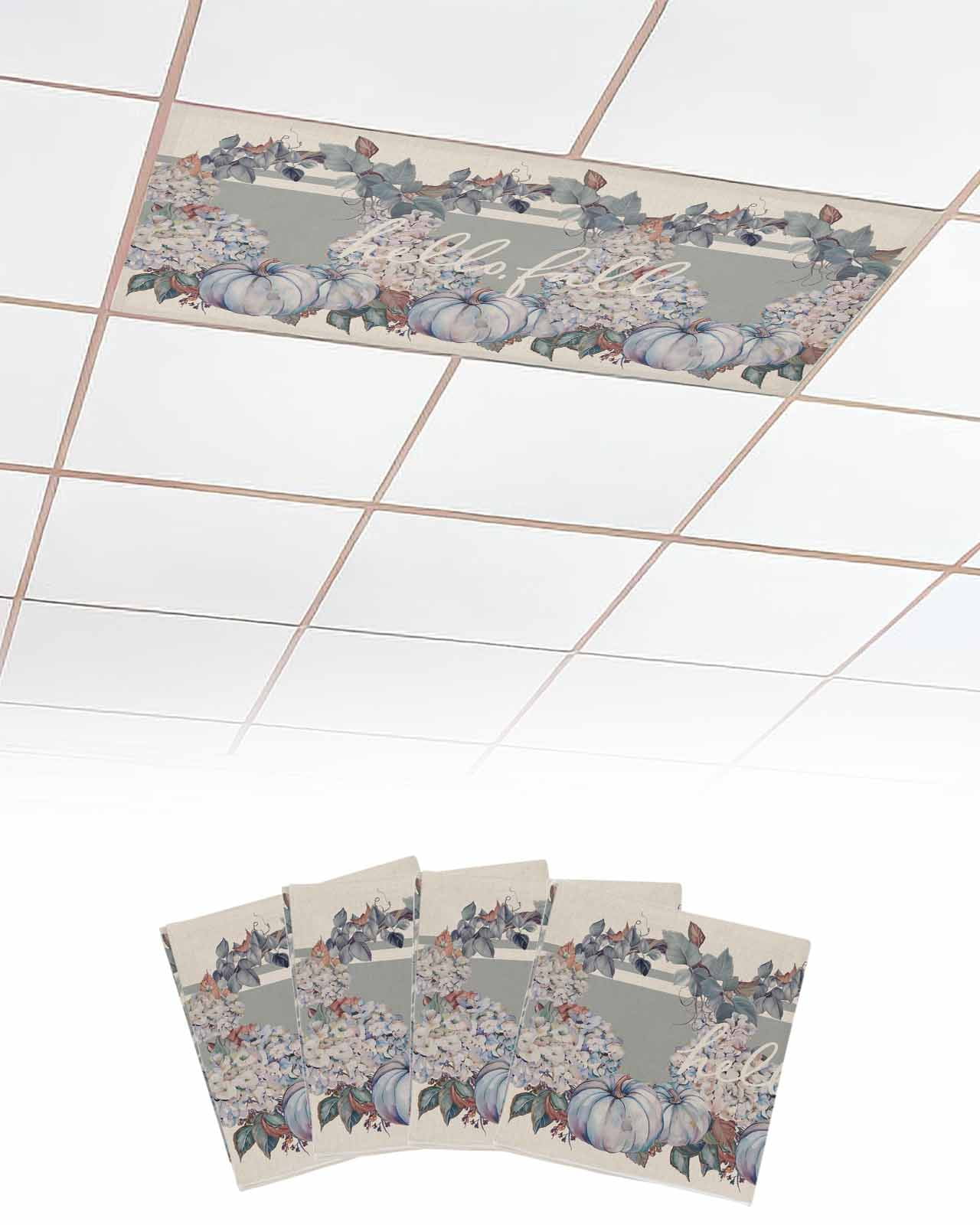 Fluorescent Light Covers for Ceiling Lights 4 Pack, Blue Fall Magnetic ...