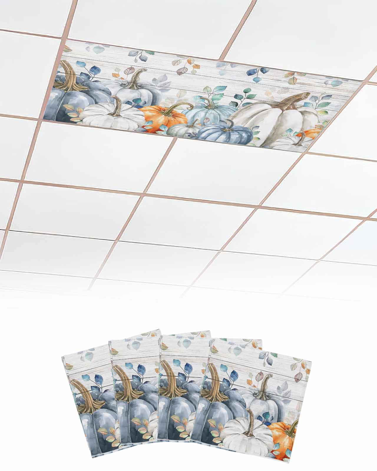 Fluorescent Light Covers for Ceiling Lights 4 Pack, Blue Fall Magnetic ...