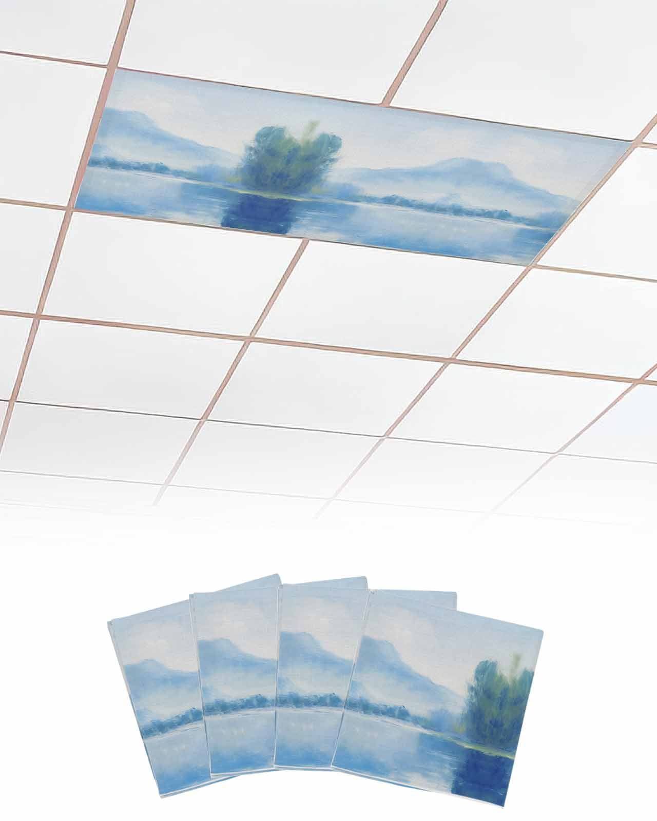 Fluorescent Light Covers for Ceiling Lights 4 Pack, Blue Ombre Magnetic ...