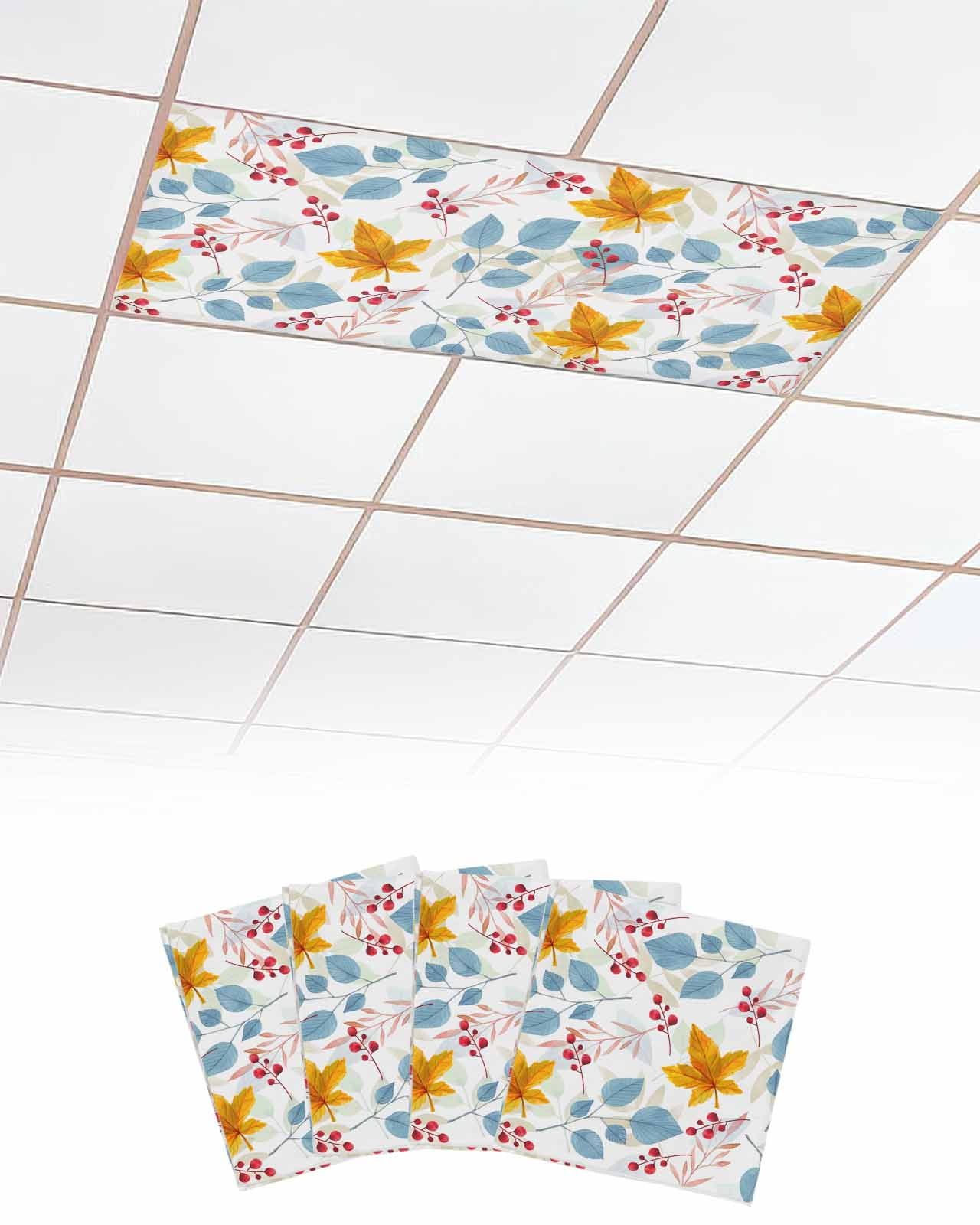 Fluorescent Light Covers for Ceiling Lights 4 Pack, Blue Orange Fall ...