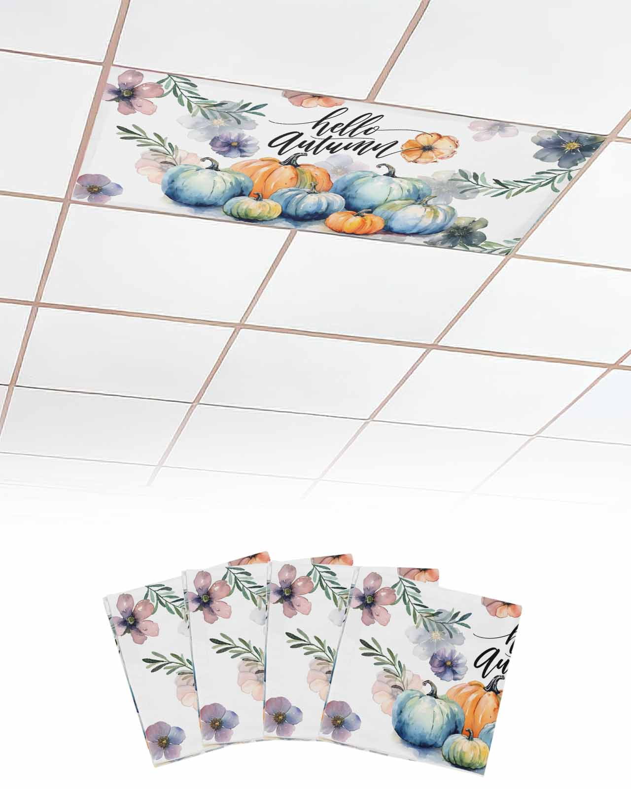 Fluorescent Light Covers for Ceiling Lights 4 Pack,Blue Orange Fall ...