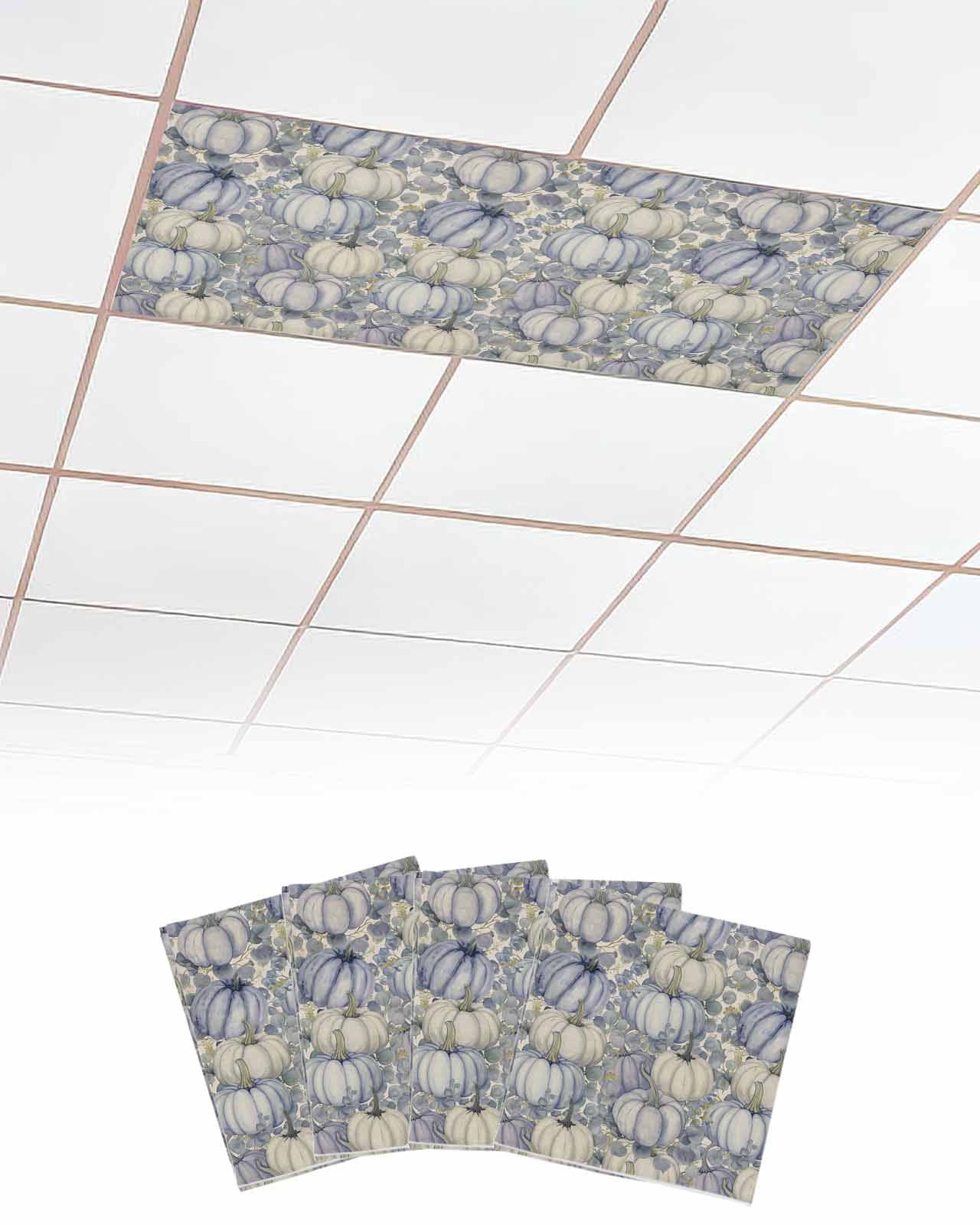 Fluorescent Light Covers for Ceiling Lights 4 Pack, Blue Pumpkins Fall ...