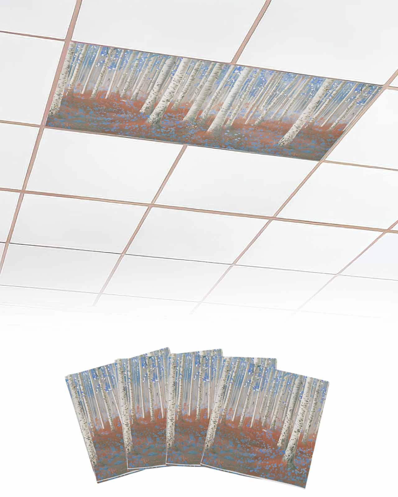 Fluorescent Light Covers for Ceiling Lights 4 Pack, Blue Red Oil ...