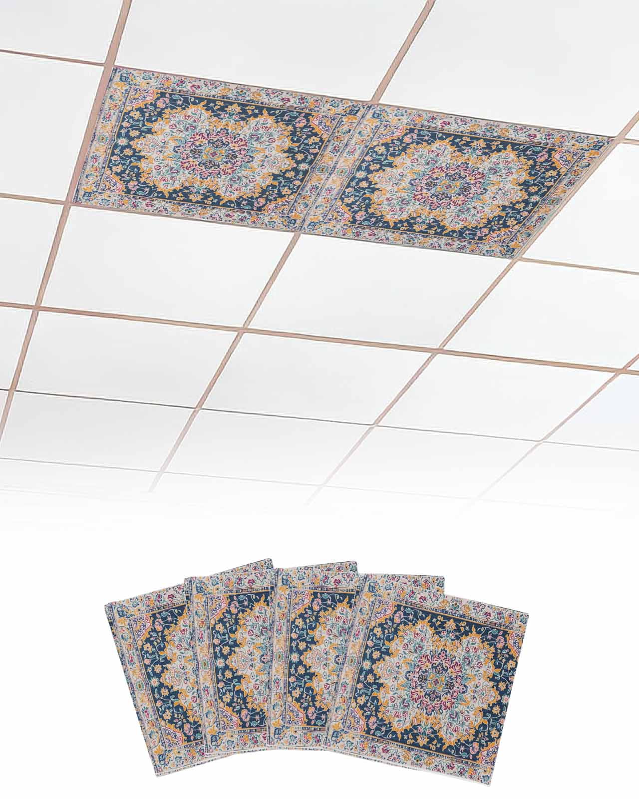 Fluorescent Light Covers for Ceiling Lights 4 Pack, Blue Yellow Boho ...