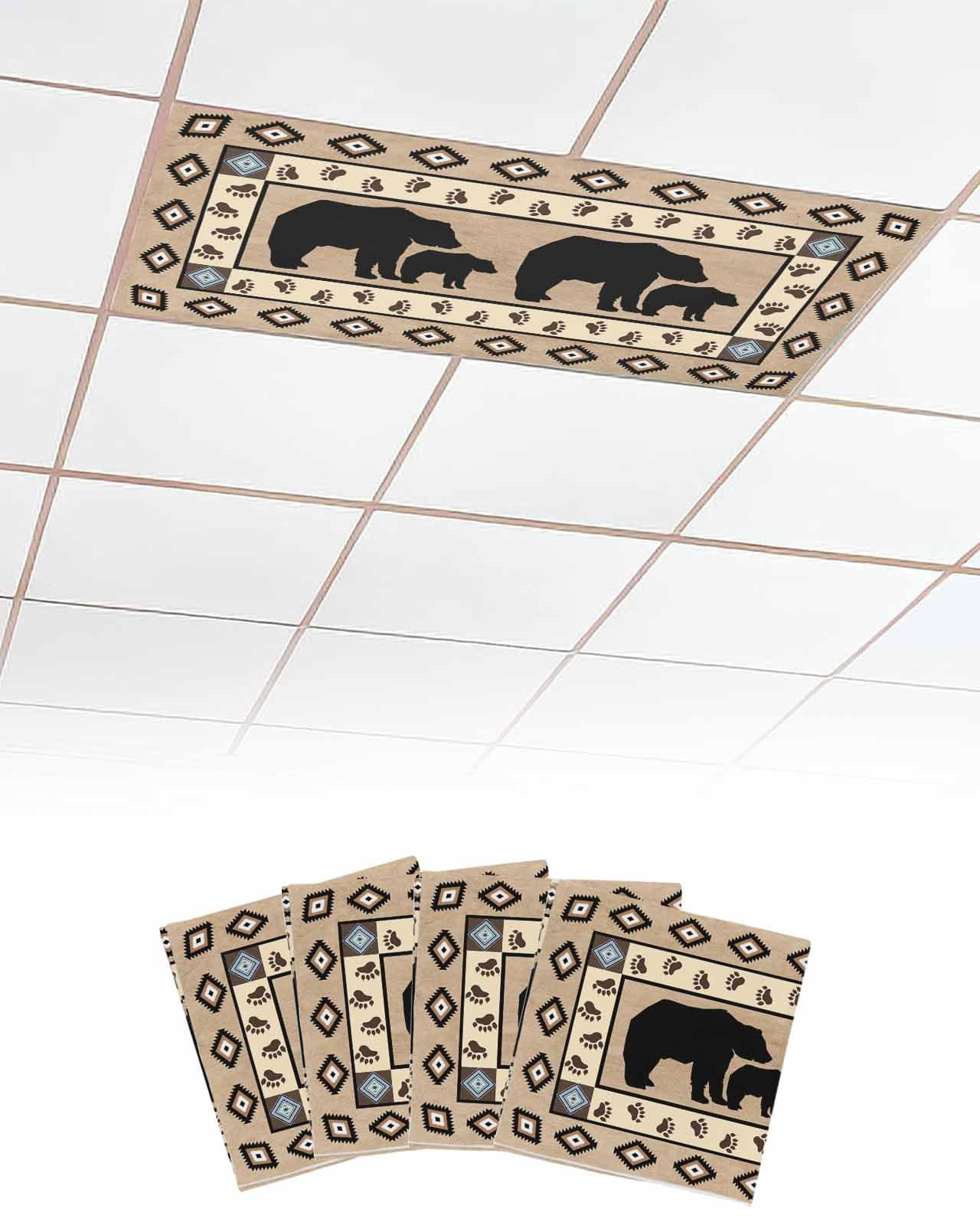 Fluorescent Light Covers for Ceiling Lights 4 Pack, Brown Southwestern ...