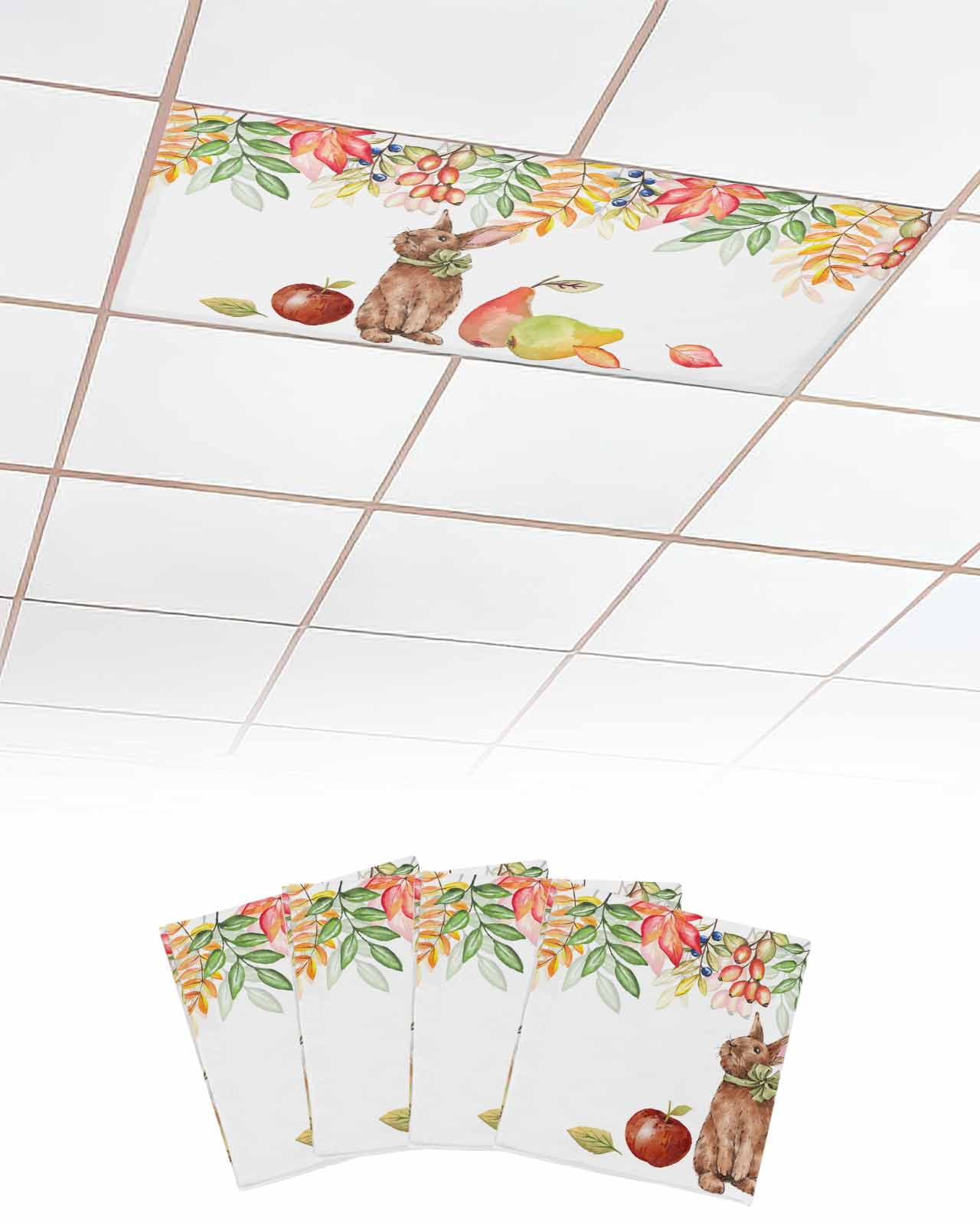 Fluorescent Light Covers for Ceiling Lights 4 Pack,Bunny Botanical ...