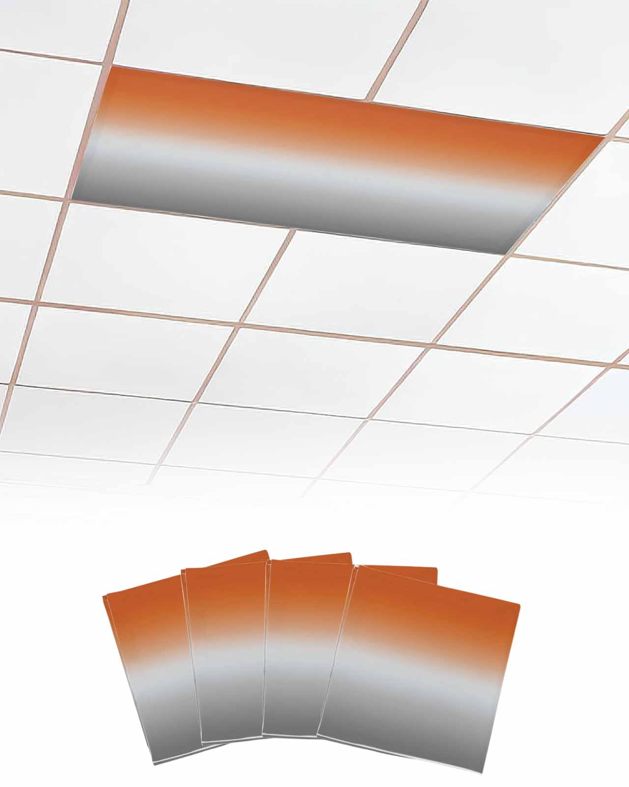 Fluorescent Light Covers for Ceiling Lights 4 Pack, Burnt Orange Gray ...