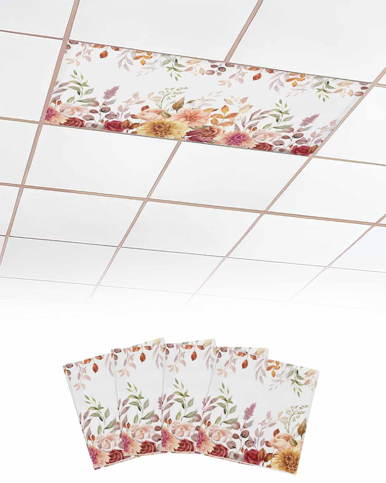 Fluorescent Light Covers for Ceiling Lights 4 Pack,Fall Botanical ...