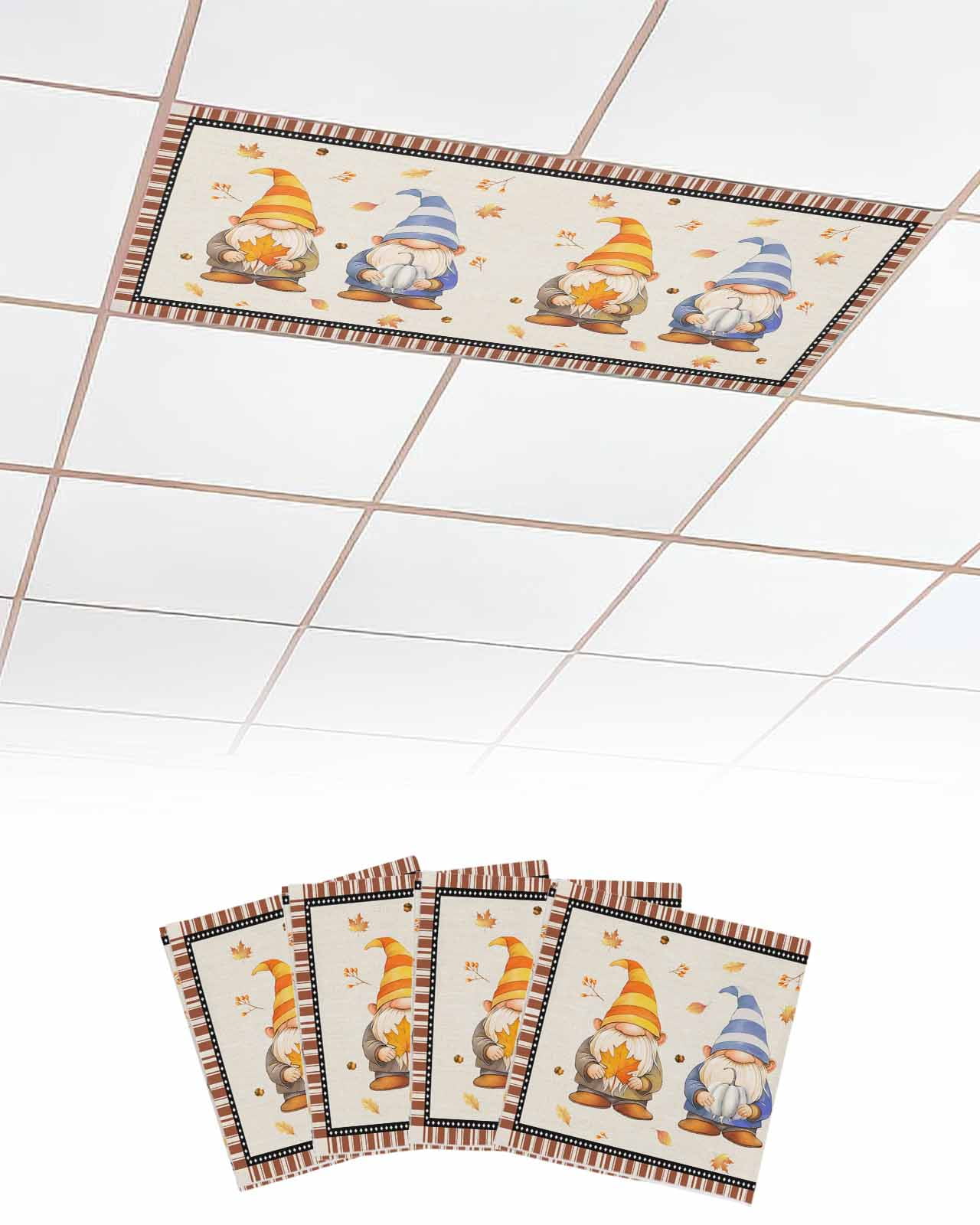 Fluorescent Light Covers for Ceiling Lights 4 Pack,Fall Gnomes Magnetic ...