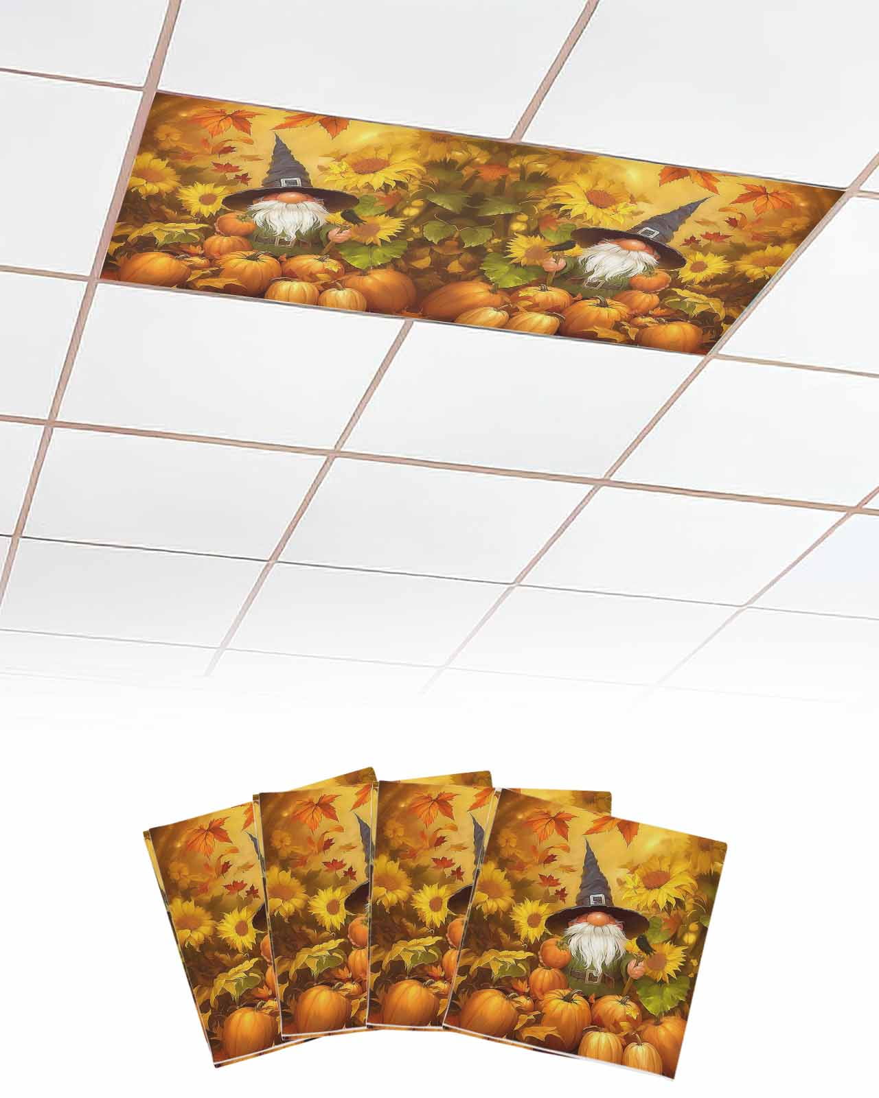 Fluorescent Light Covers for Ceiling Lights 4 Pack, Fall Gnomes ...