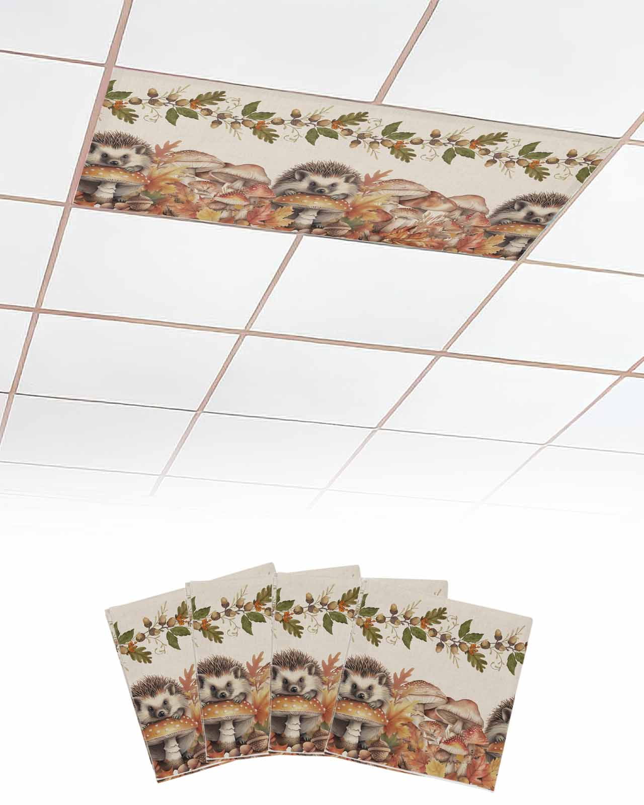 Fluorescent Light Covers for Ceiling Lights 4 Pack, Fall Mushroom ...