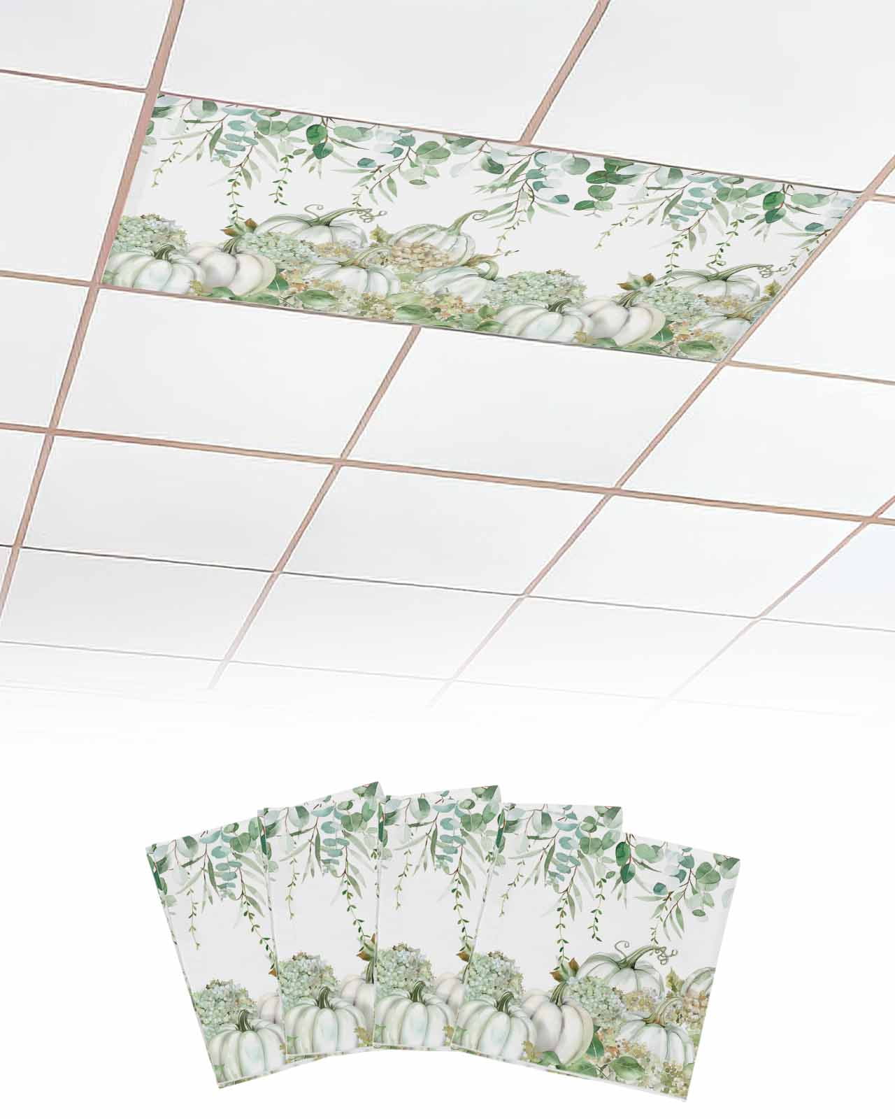 Fluorescent Light Covers for Ceiling Lights 4 Pack, Fall Sage Green ...