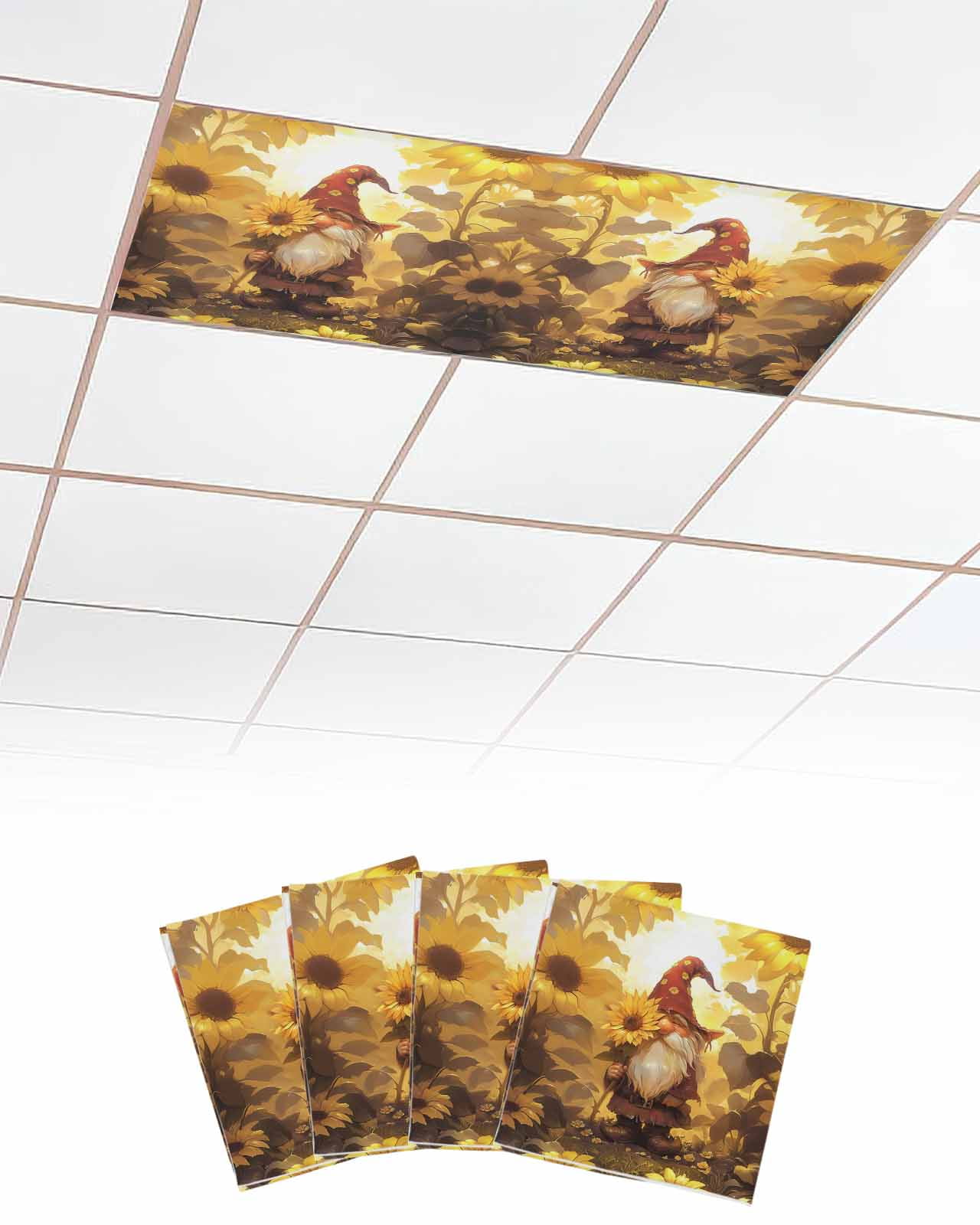 Fluorescent Light Covers for Ceiling Lights 4 Pack,Fall Sunflowers ...