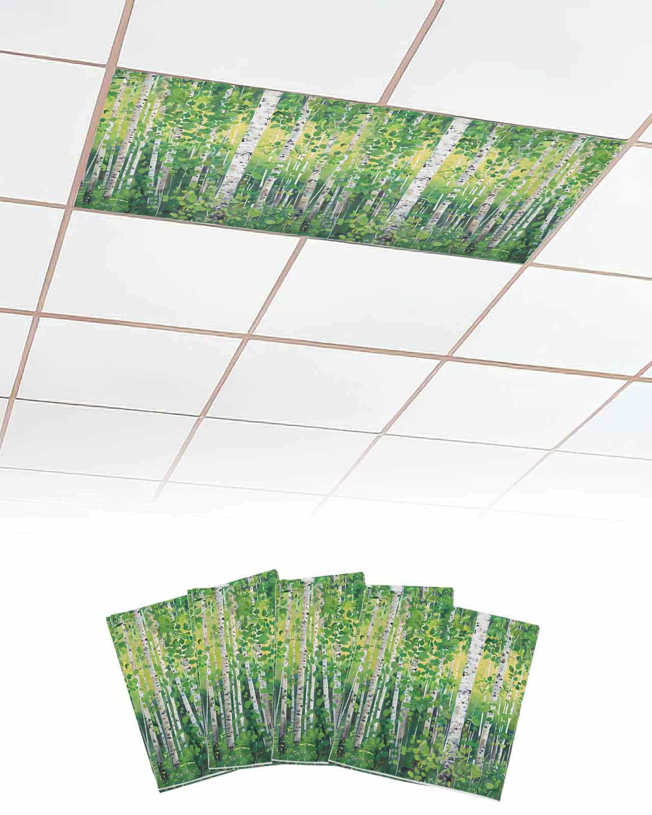 Fluorescent Light Covers for Ceiling Lights 4 Pack, Green Botanical ...