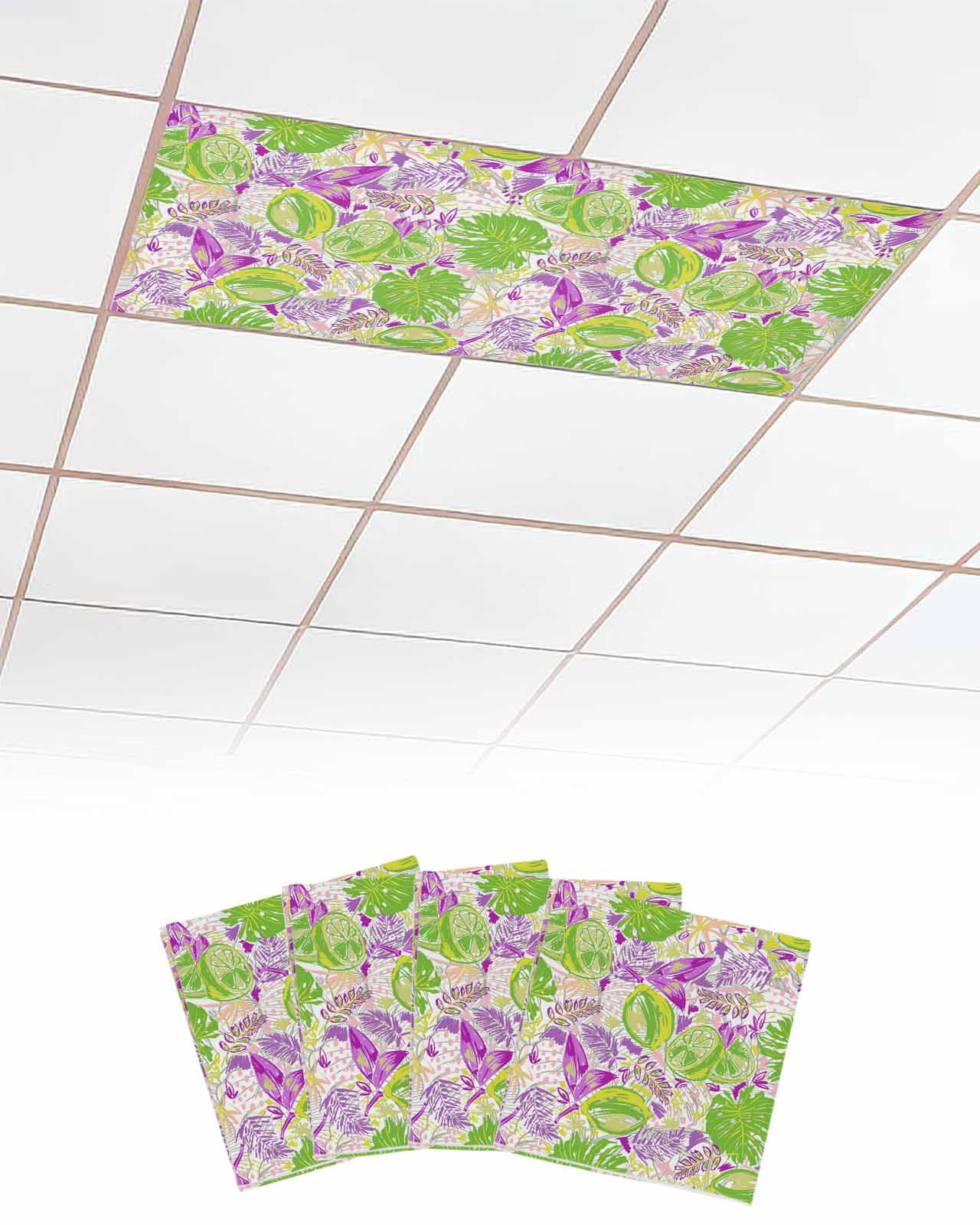 Fluorescent Light Covers for Ceiling Lights 4 Pack, Green Purple ...