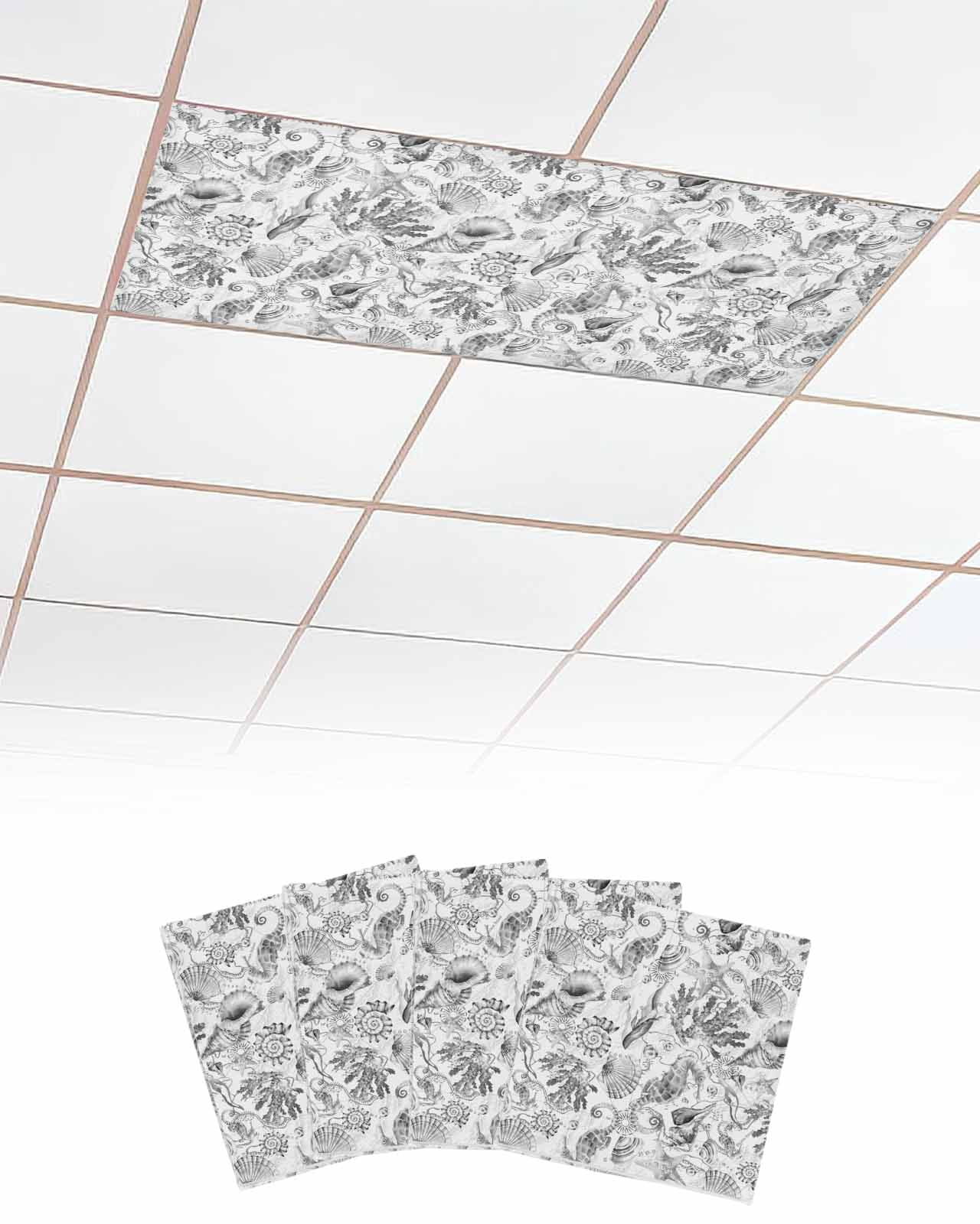 Fluorescent Light Covers for Ceiling Lights 4 Pack, Grey Coastal ...