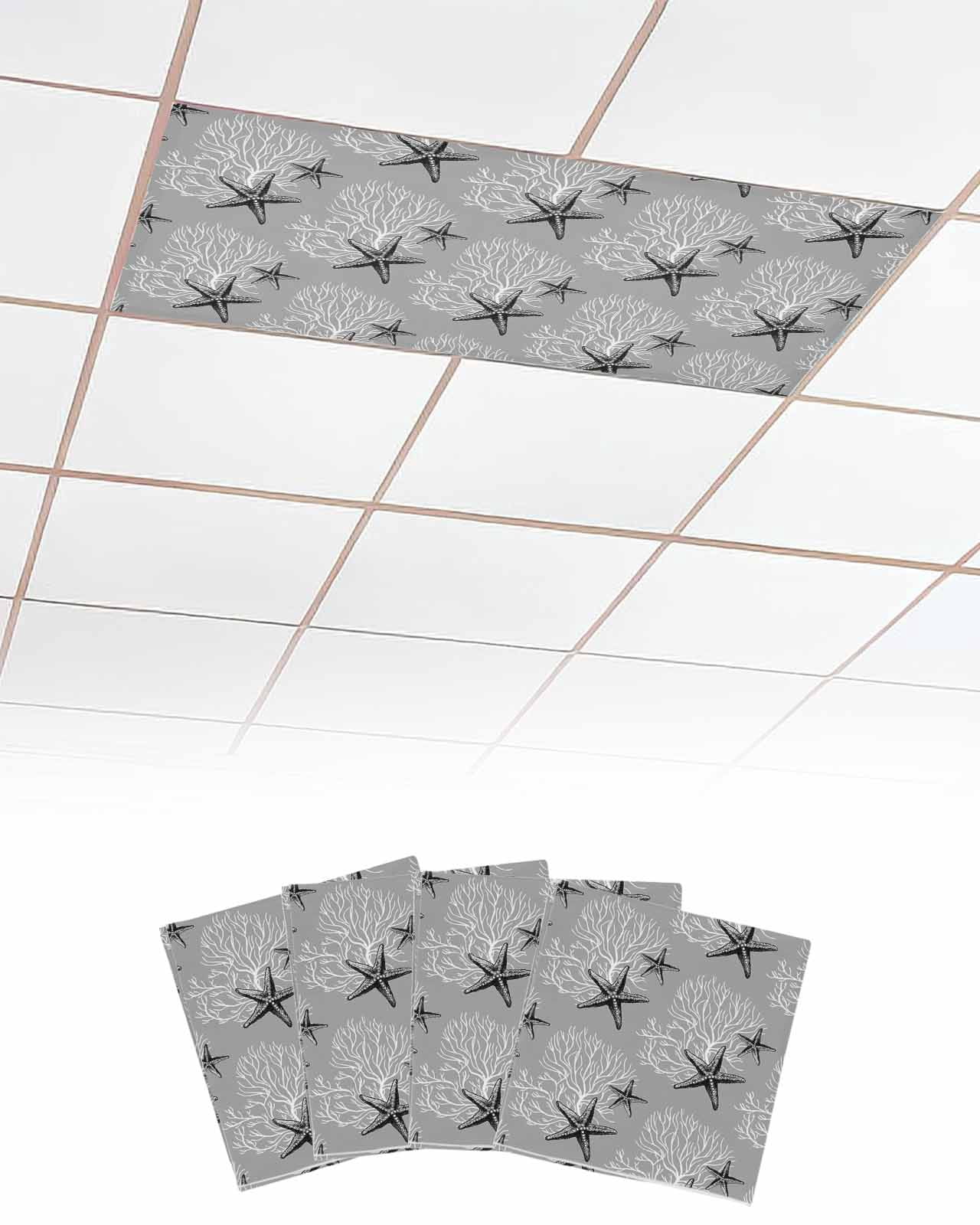 Fluorescent Light Covers for Ceiling Lights 4 Pack,Grey Coastal ...