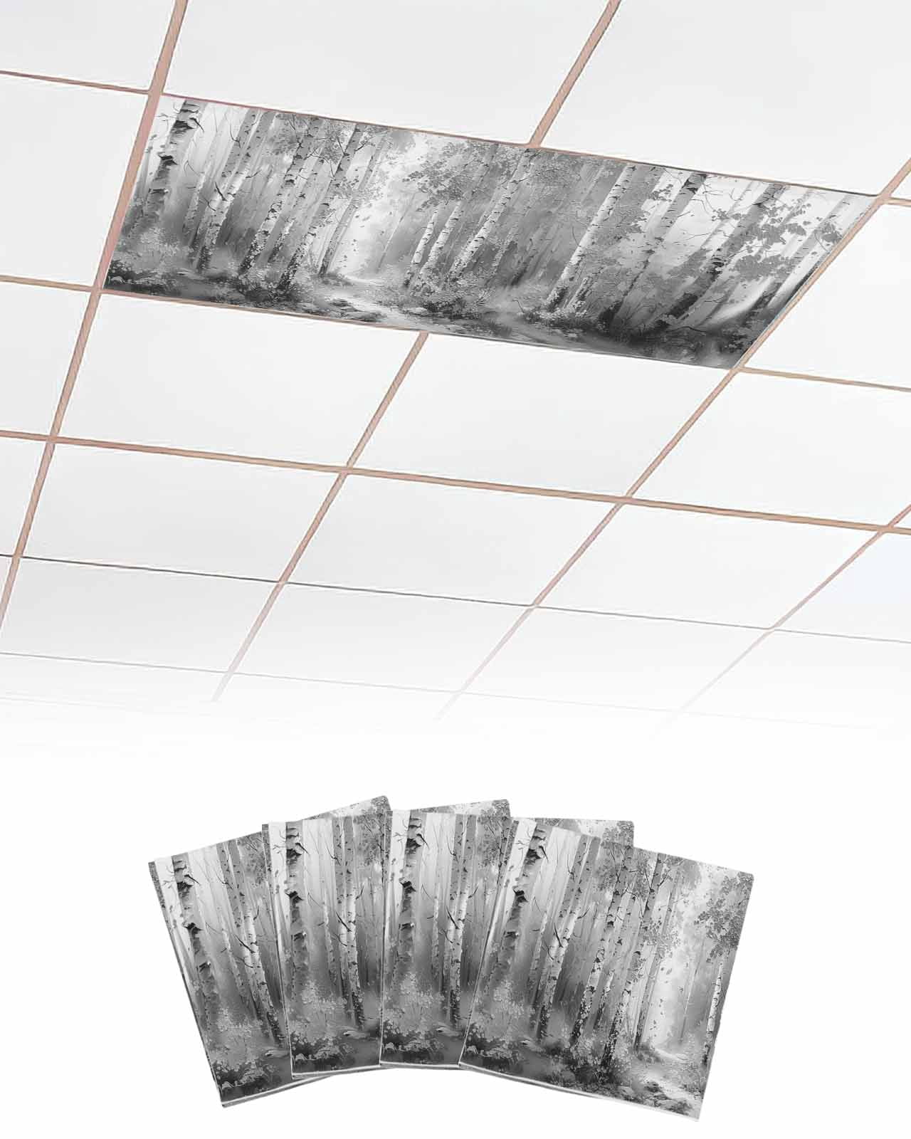 Fluorescent Light Covers for Ceiling Lights 4 Pack, Grey Magnetic ...
