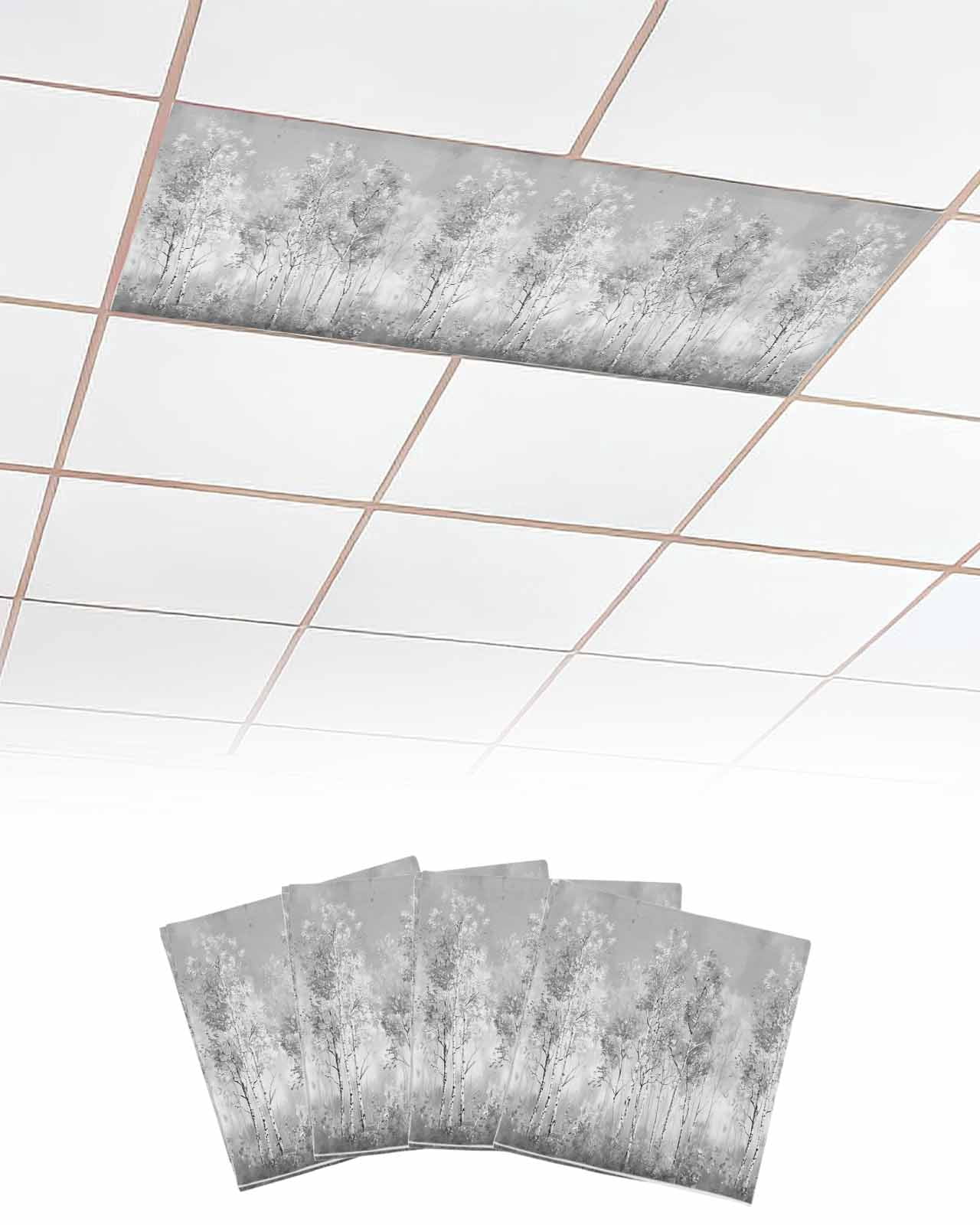 Fluorescent Light Covers for Ceiling Lights 4 Pack, Grey Vintage ...