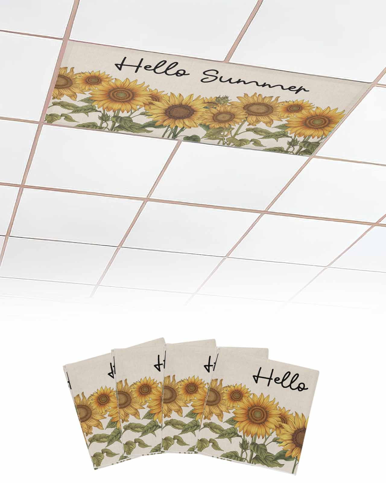 Fluorescent Light Covers for Ceiling Lights 4 Pack, Hello Summer ...