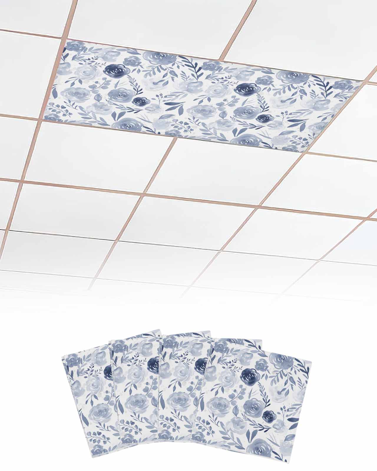 Fluorescent Light Covers for Ceiling Lights 4 Pack, Navy Blue Spring ...