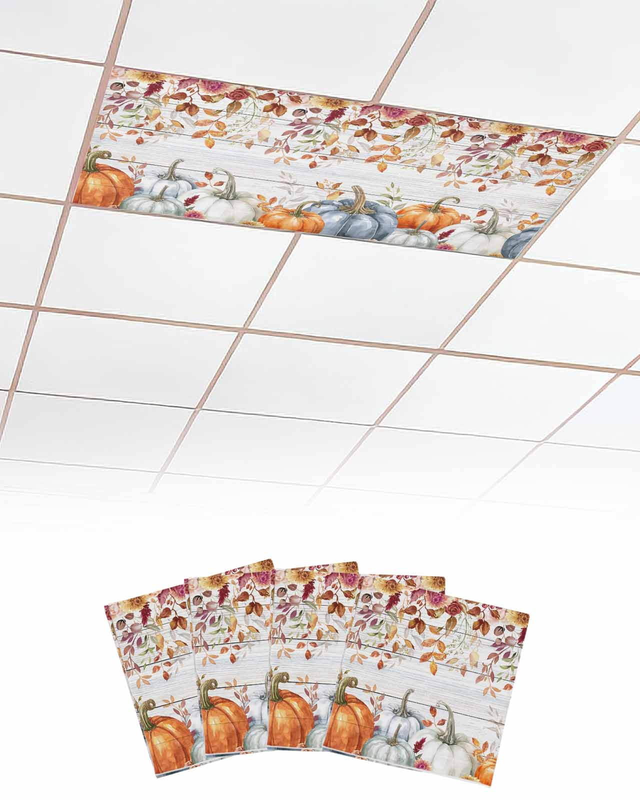 Fluorescent Light Covers for Ceiling Lights 4 Pack, Orange Blue White ...