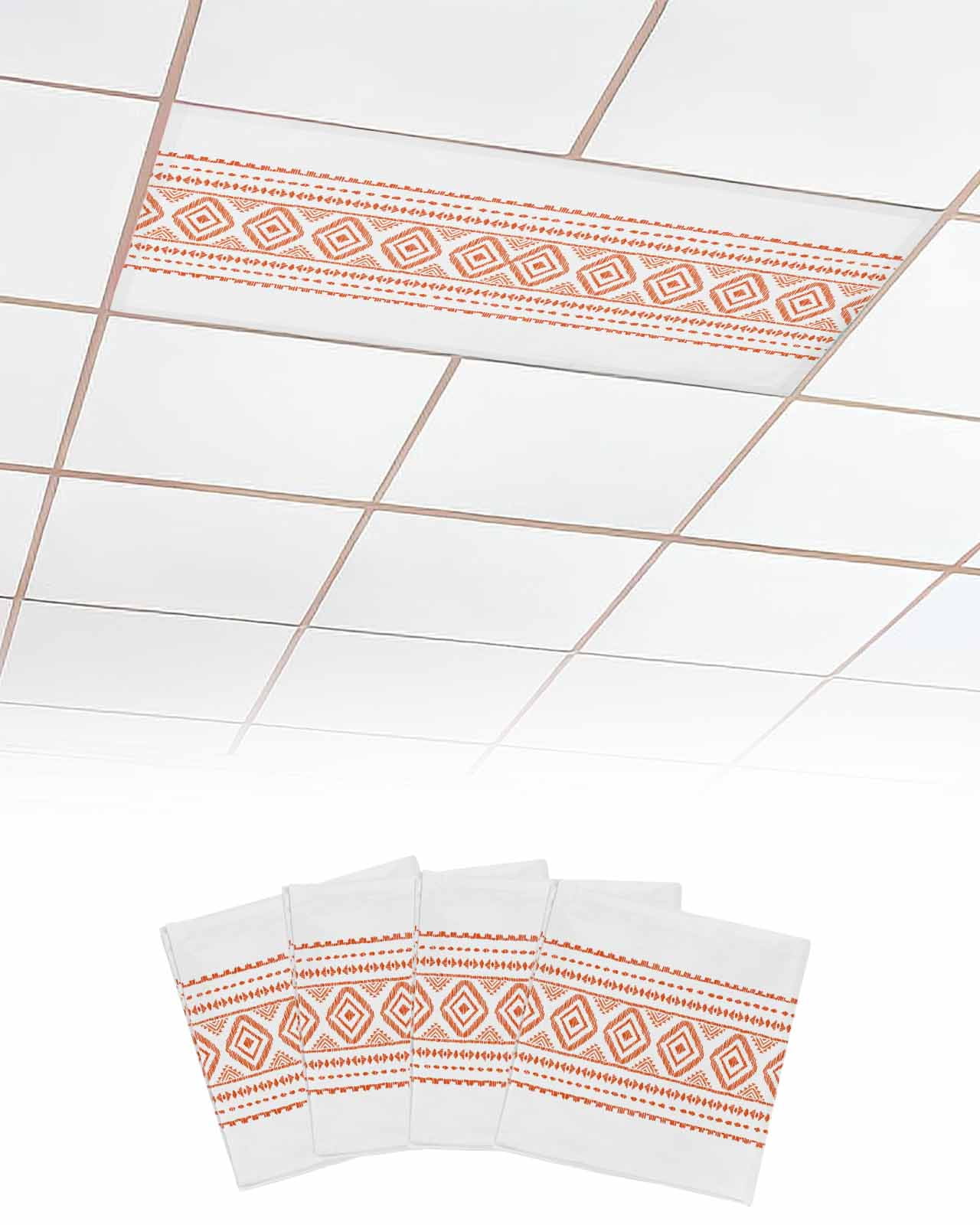 Fluorescent Light Covers for Ceiling Lights 4 Pack, Orange Boho ...
