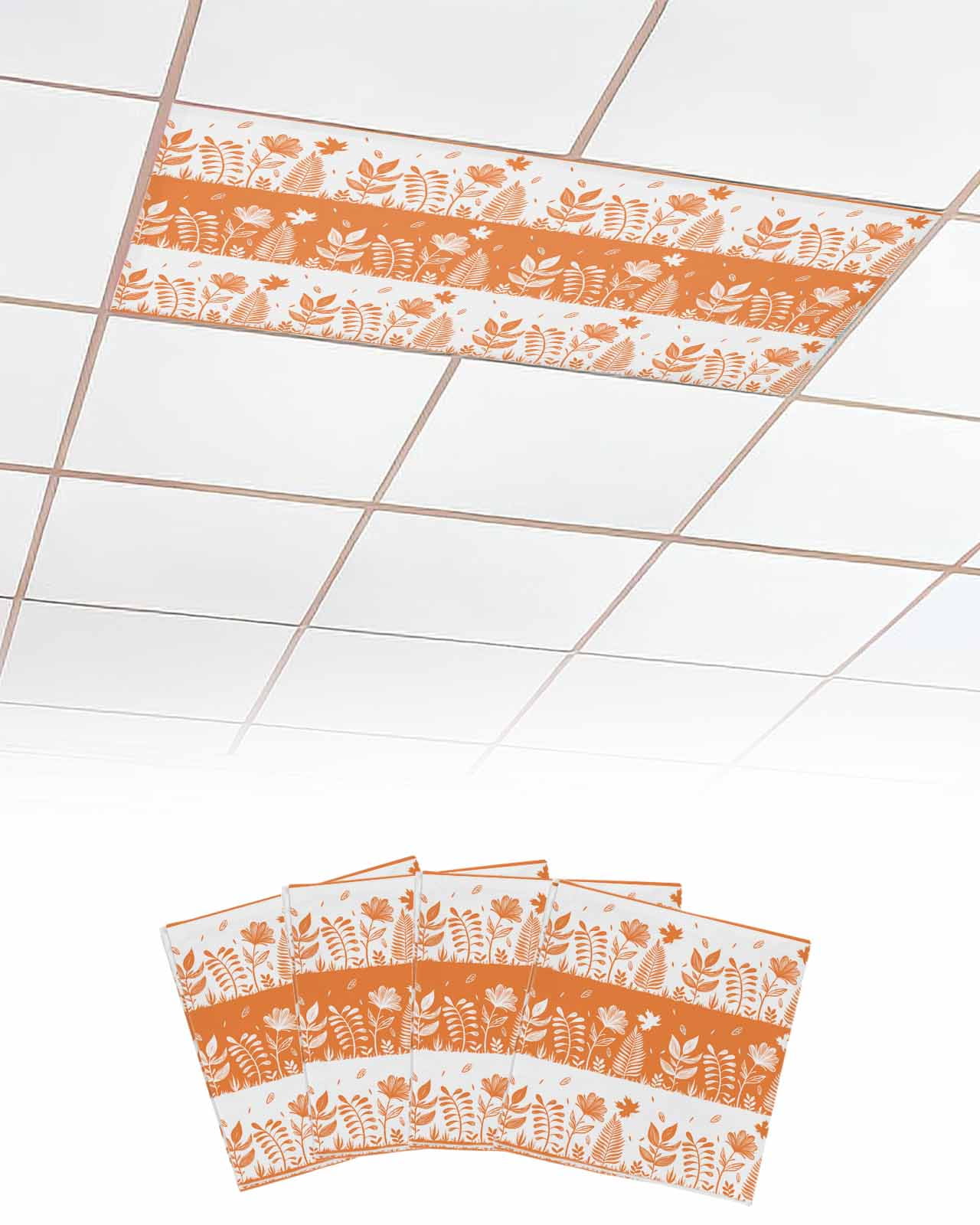 Fluorescent Light Covers for Ceiling Lights 4 Pack, Orange Fall ...